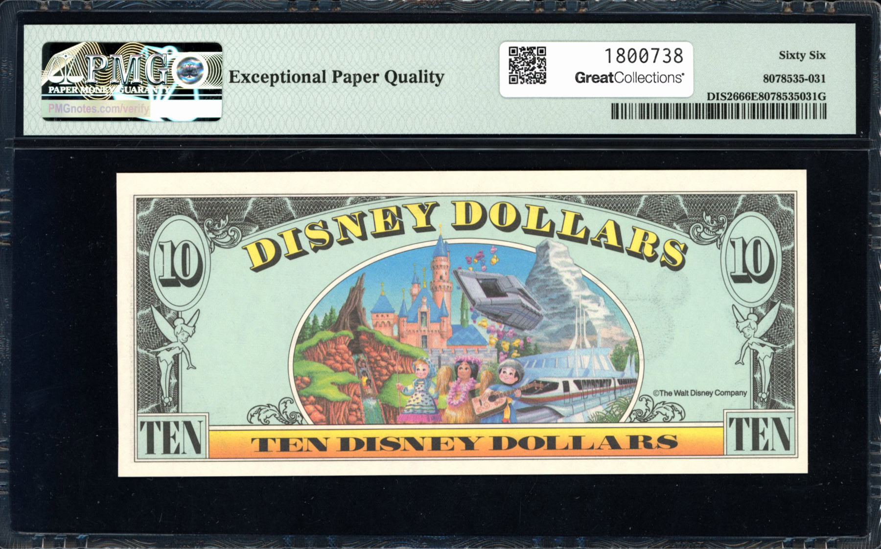 1991 Disney World $10 Disney Dollar Minnie / View of Disneyland DIS26 ...