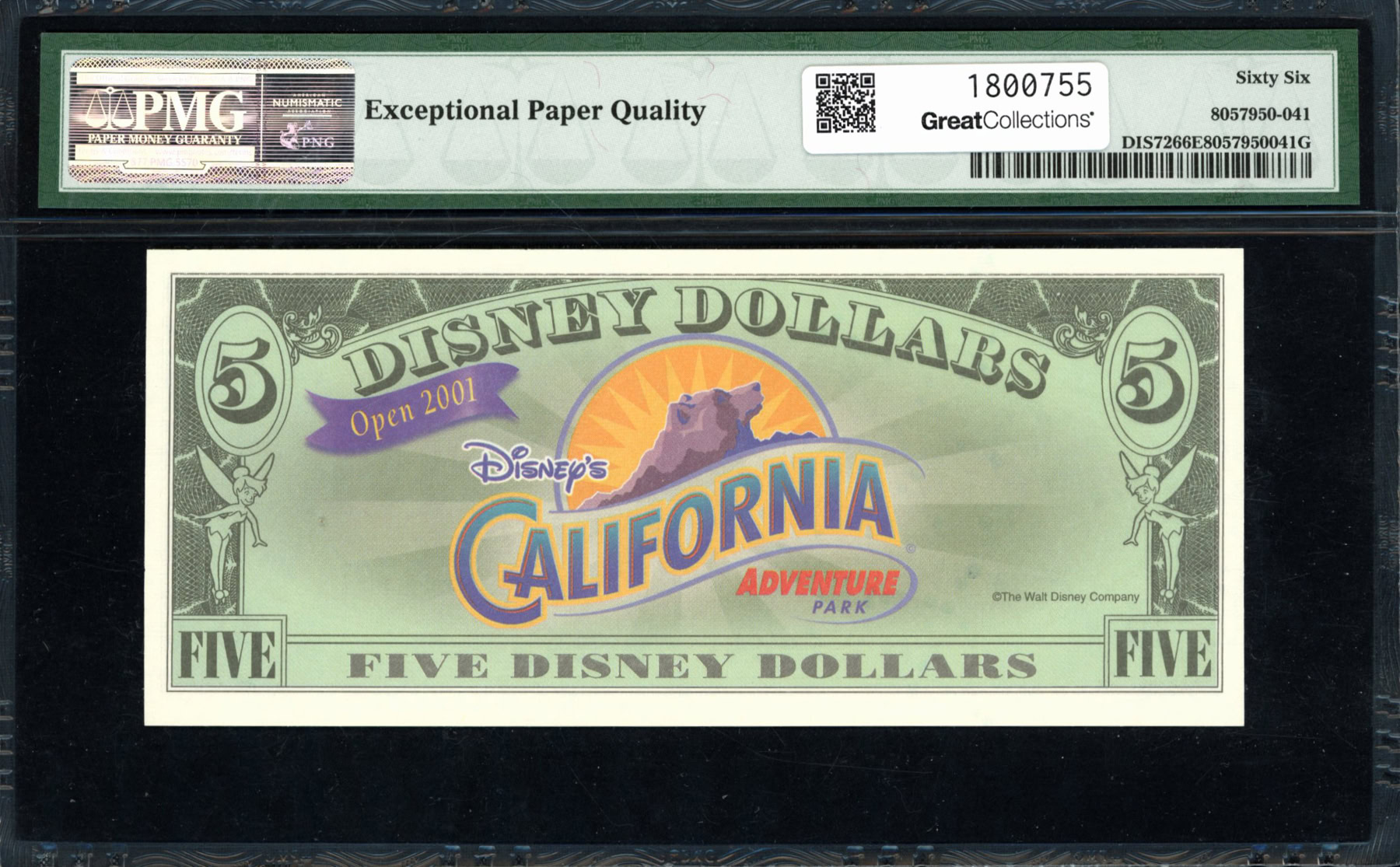 2001 Disneyland $5 Disney Dollar Mickey / California Adventure DIS72 ...