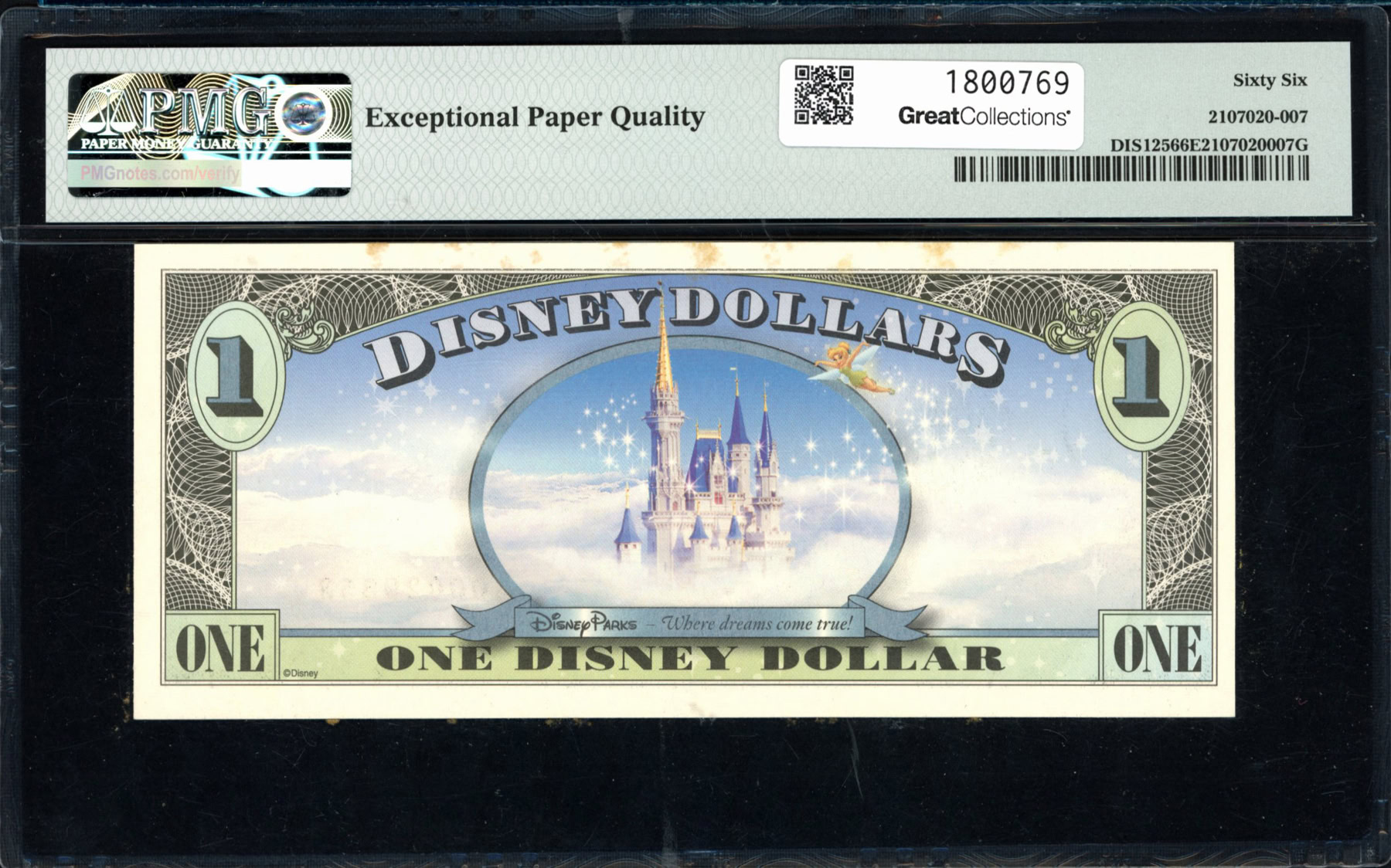 2007 Disneyland $1 Disney Dollar Ariel / Cinderella's Castle / 20th ...