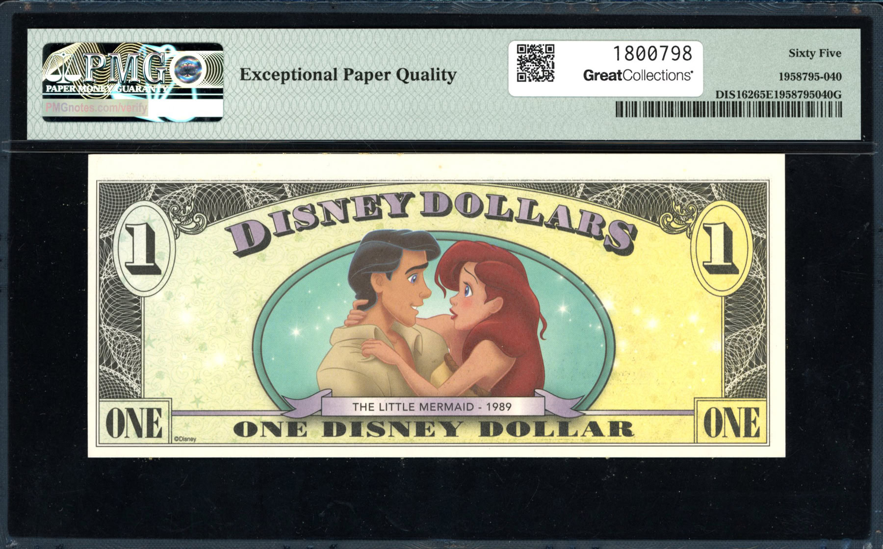 2013 Disneyland $1 Disney Dollar Ursula / Prince Eric & Ariel ...