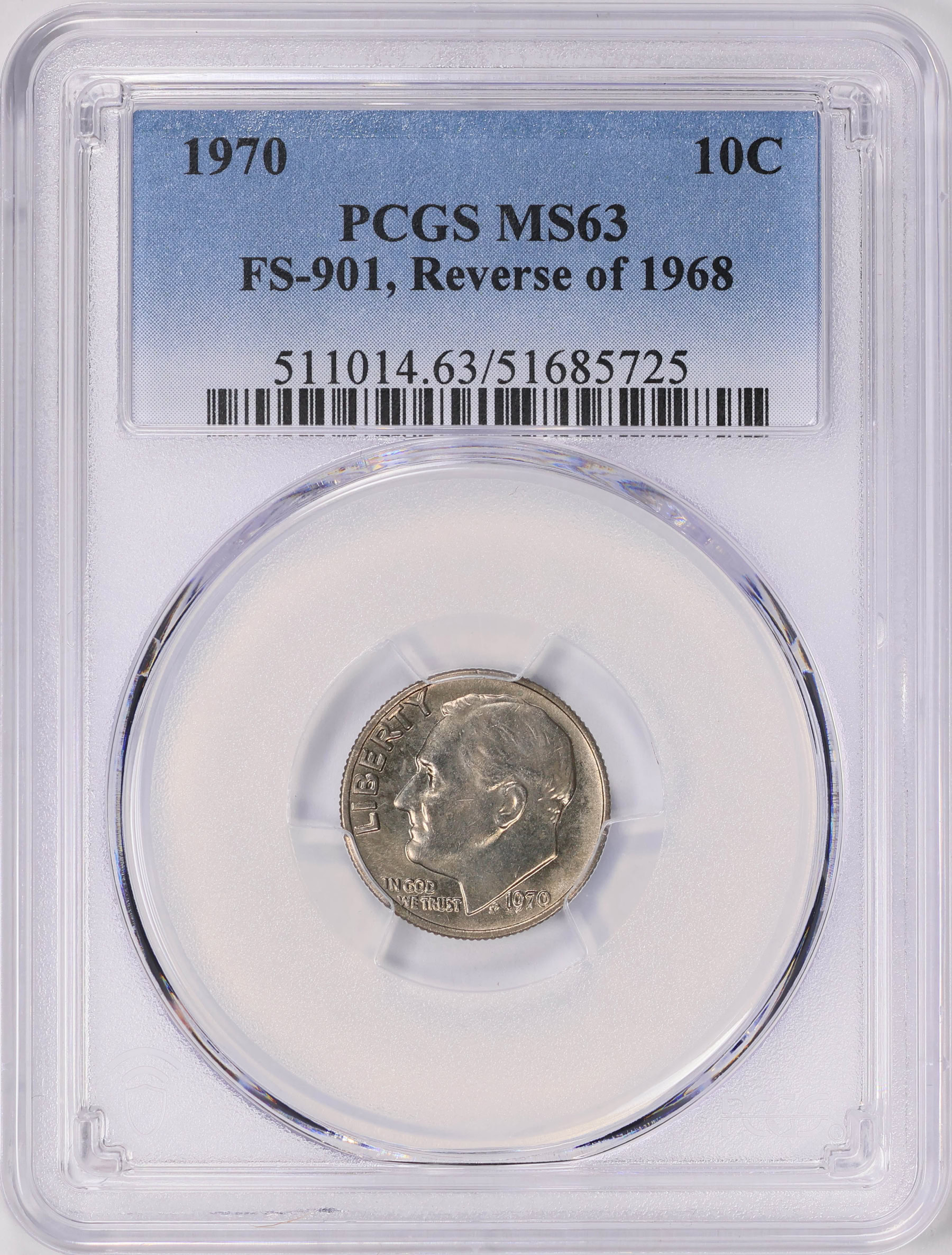 1970 Roosevelt Dime Reverse of 1968 FS-901 PCGS MS-63 (Item 1800864 ...