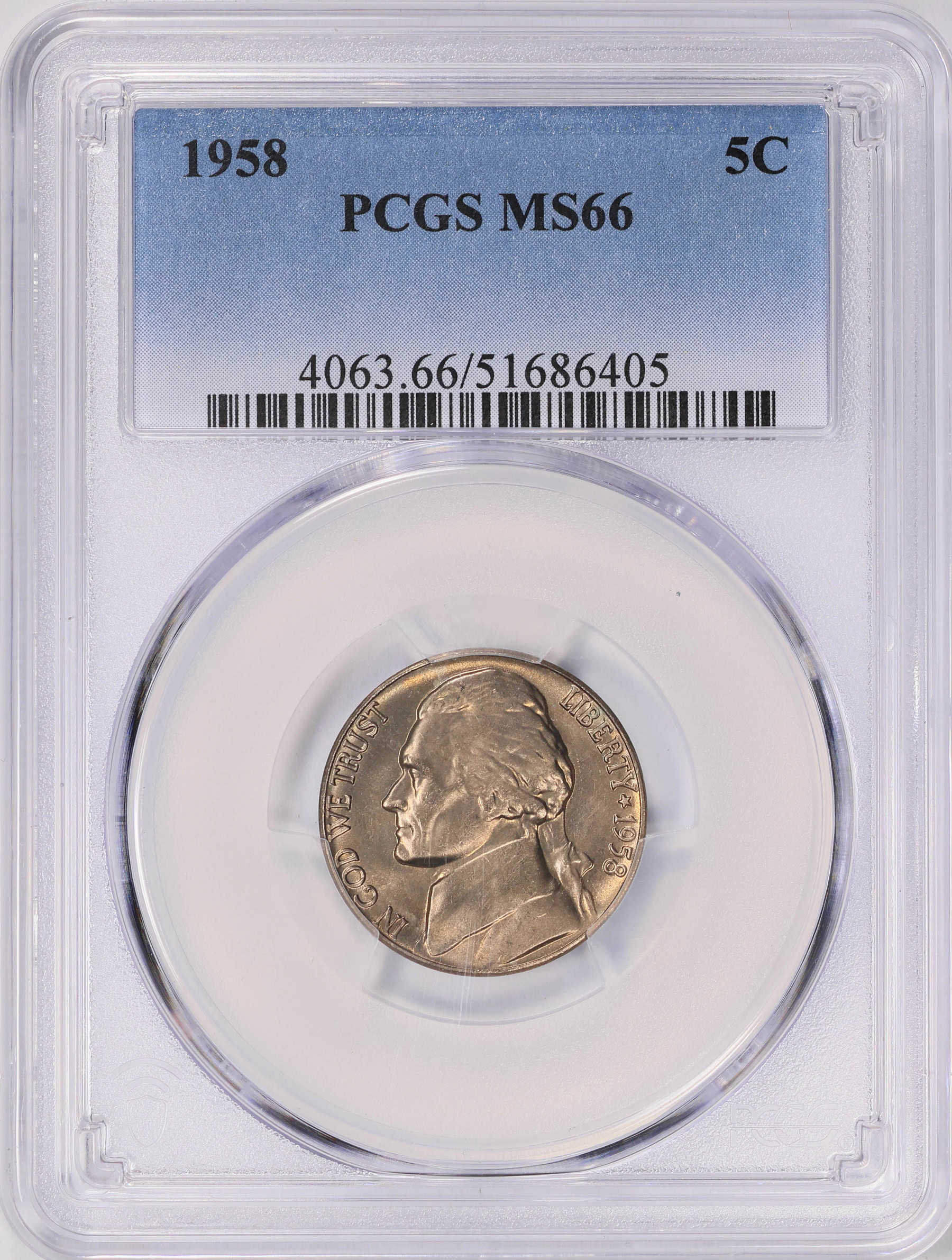 1958 Jefferson Nickel PCGS MS-66 (Item 1800871) | GreatCollections Coin ...