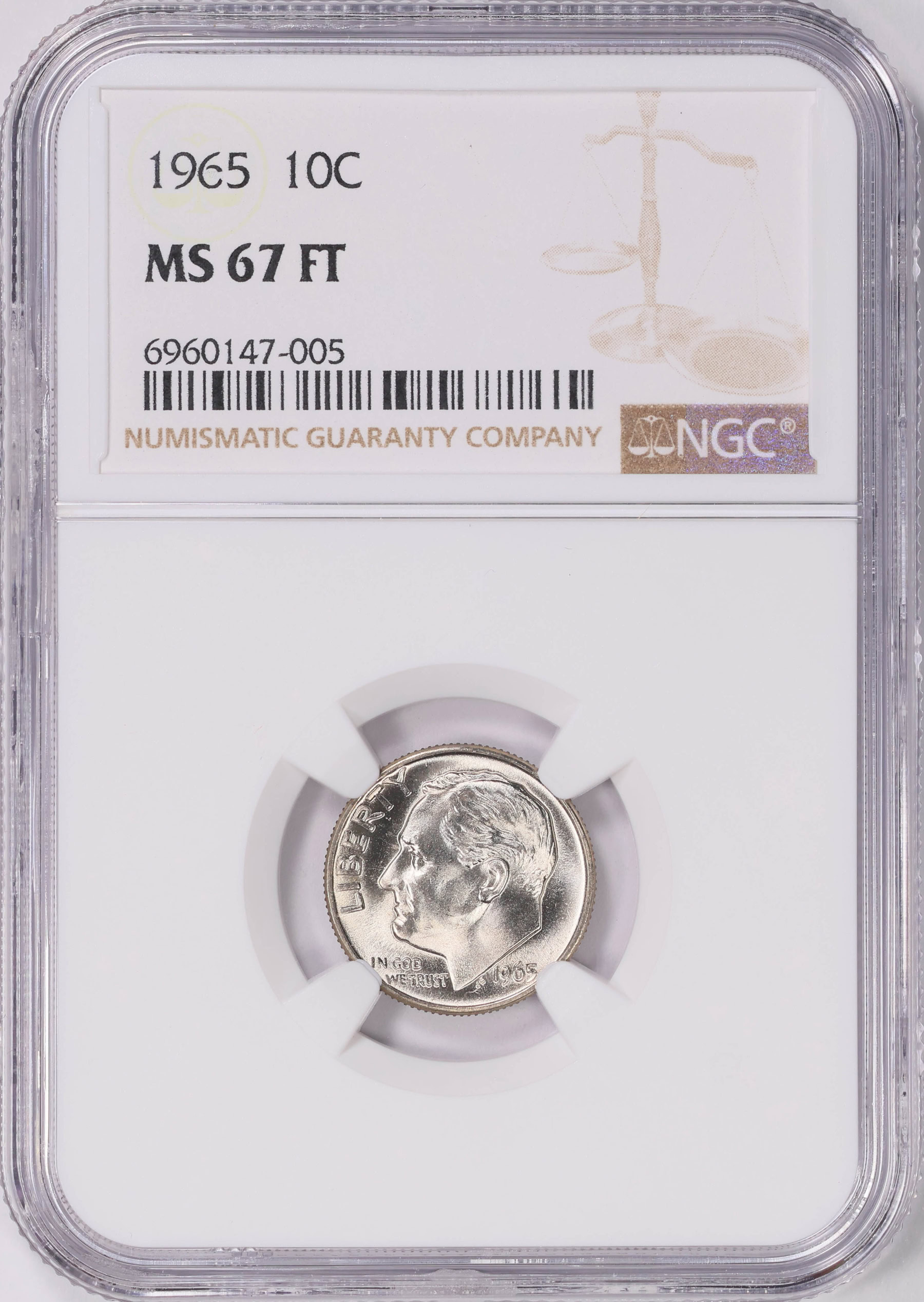 1965 Roosevelt Dime NGC MS-67 FT (Item 1800879) | GreatCollections Coin ...