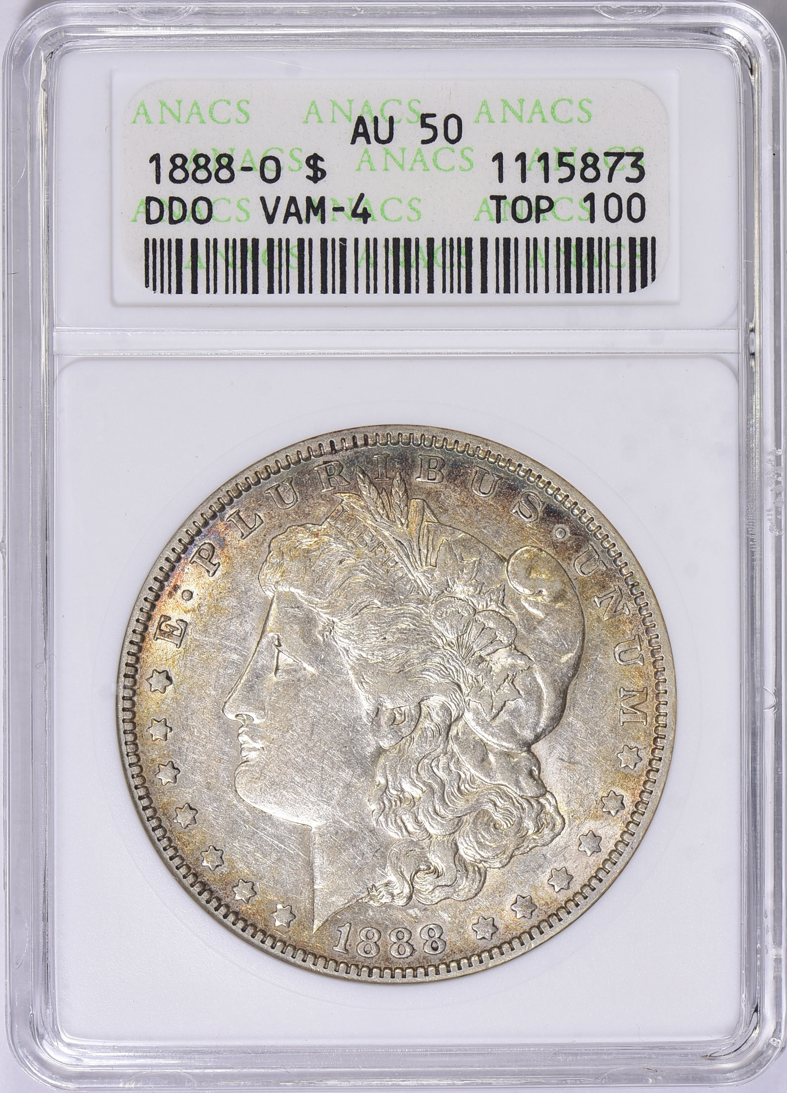 1888-O Morgan Silver Dollar VAM-4 Top 100 ANACS AU-50 OH (Toned) (Item 1800906 ...