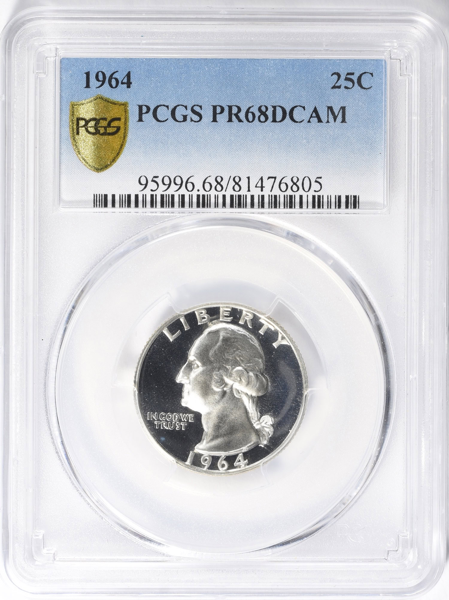 1964 Washington Quarter PCGS Proof-68 DCAM (Item 1801007) | GreatCollections Coin Auctions