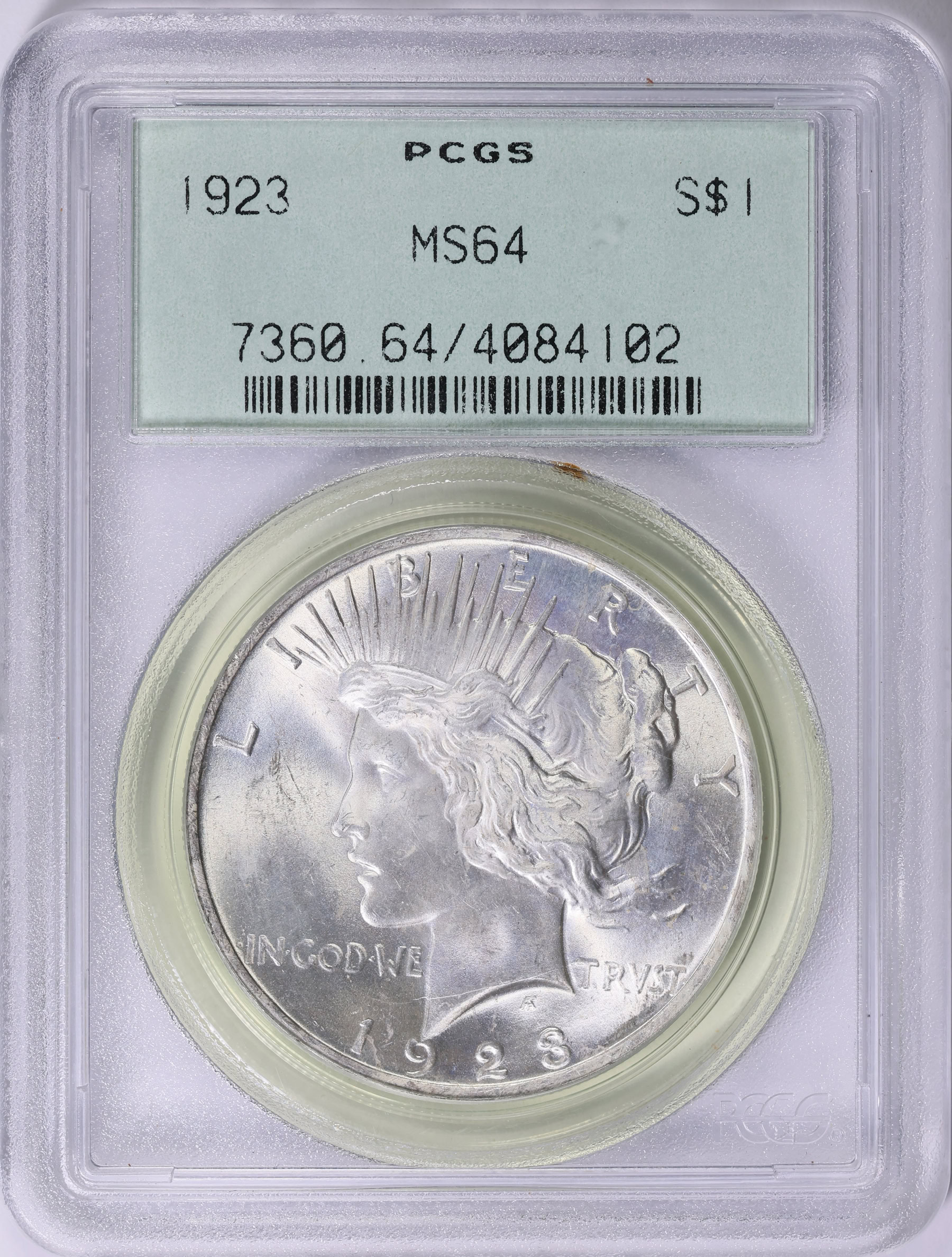 1923 Peace Silver Dollar PCGS MS-64 OGH (Item 1801035) | GreatCollections Coin Auctions