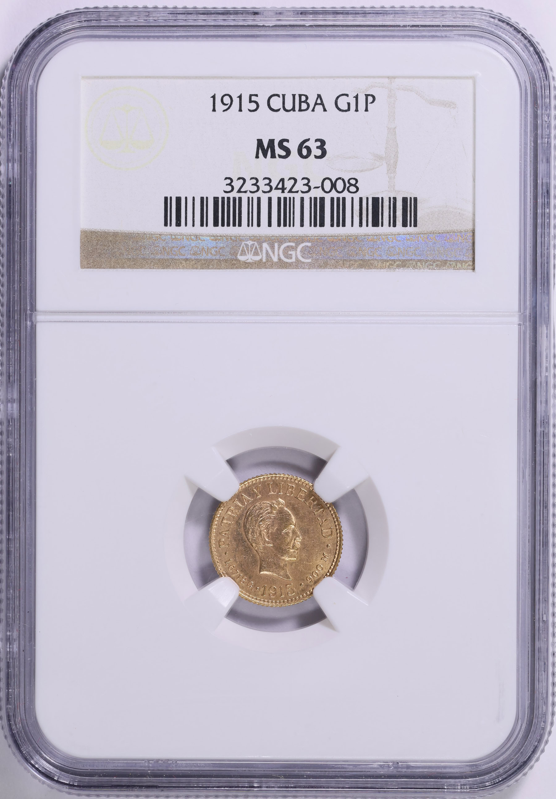 Cuba 1915 Gold Peso KM-16 NGC MS-63 (AGW = 0.0484 oz.) (Item 1801079 ...