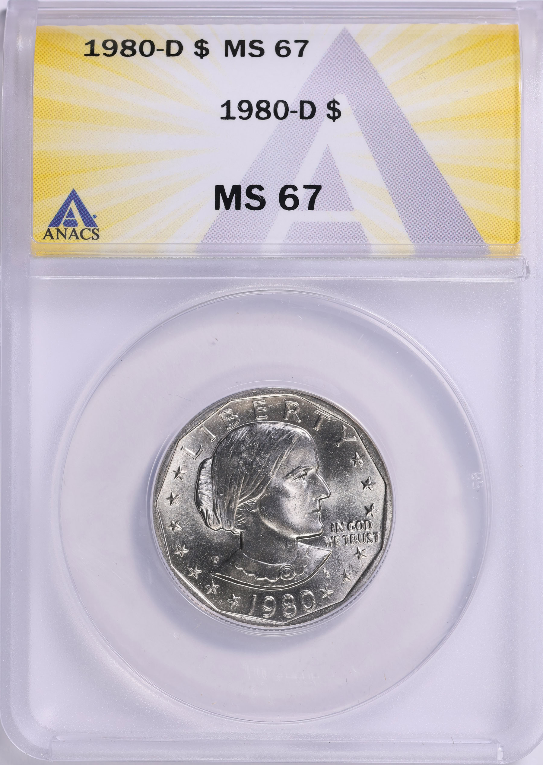 1980-D Susan B. Anthony Dollar ANACS MS-67 (Item 1801109) | GreatCollections Coin Auctions