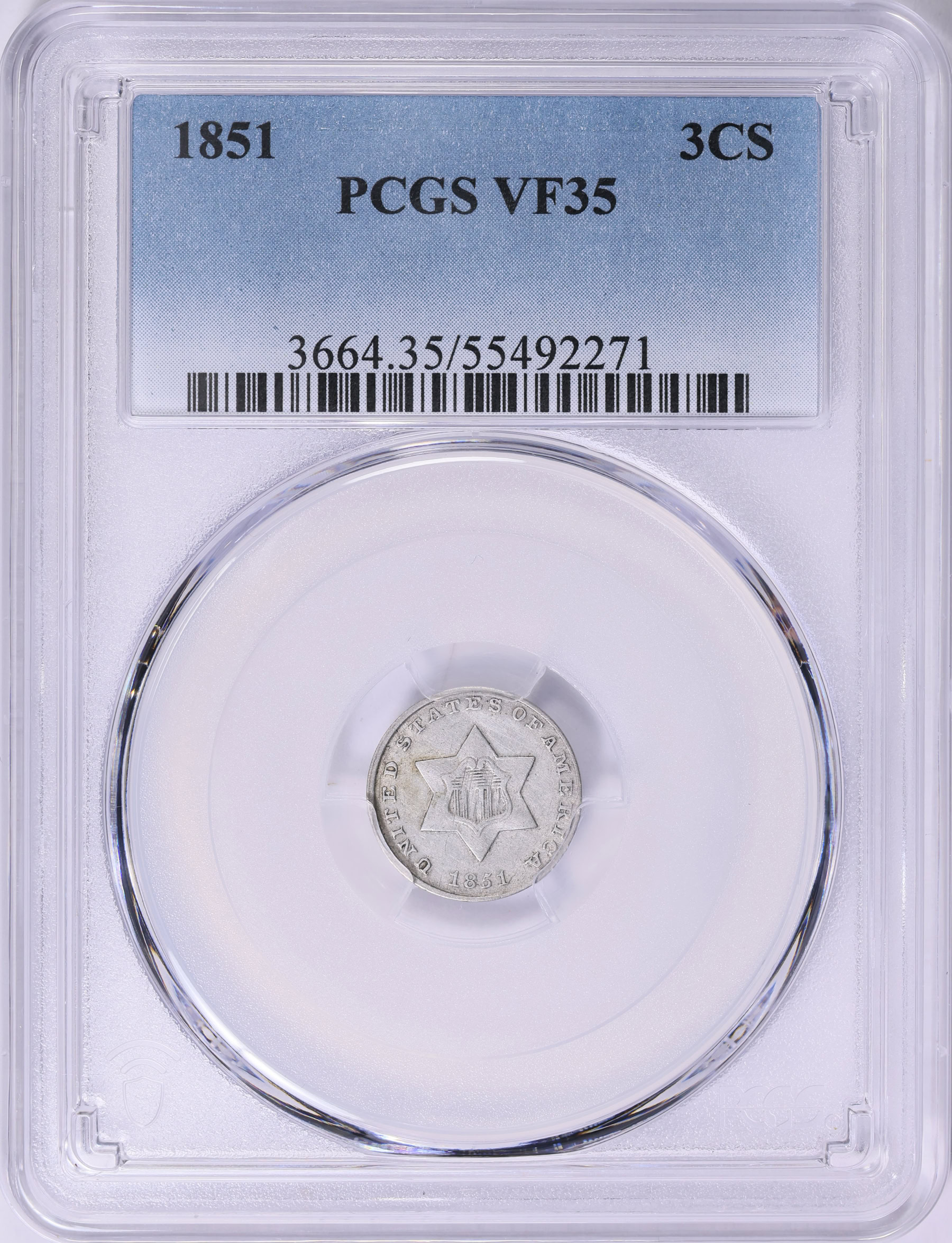 1851 Silver Three-Cent Piece PCGS VF-35 (Item 1801132 ...