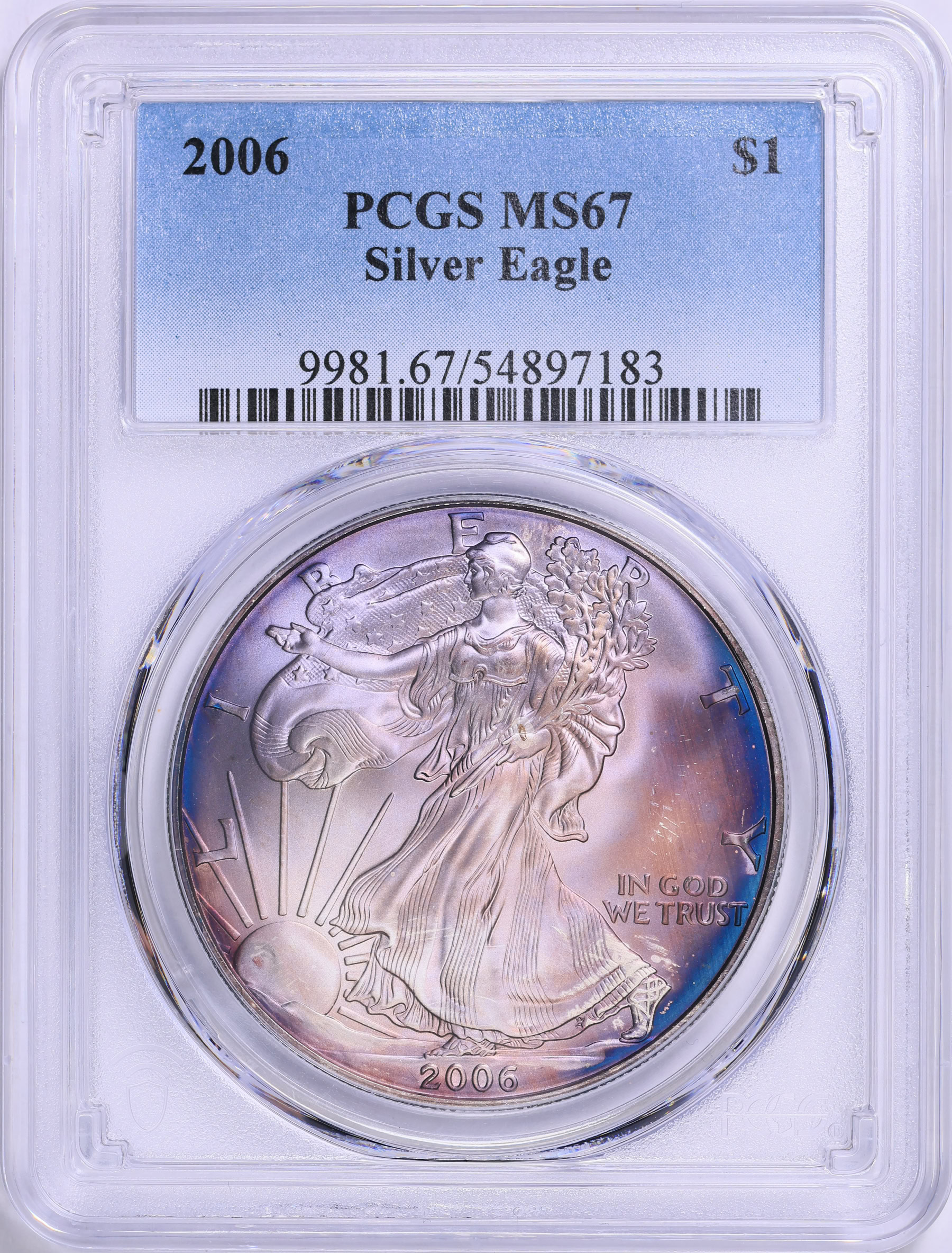 2006 $1 Silver Eagle PCGS MS-67 (Toned) (Item 1801166 ...