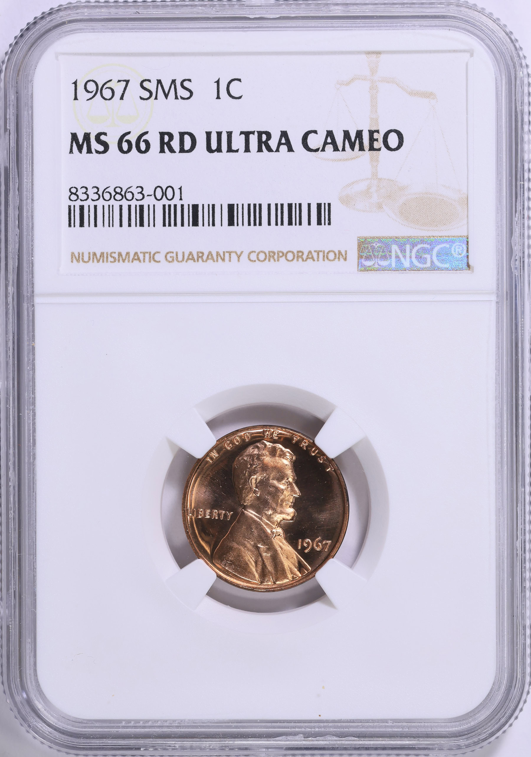1967 Lincoln Cent SMS NGC MS-66 UC (Item 1801260) | GreatCollections ...