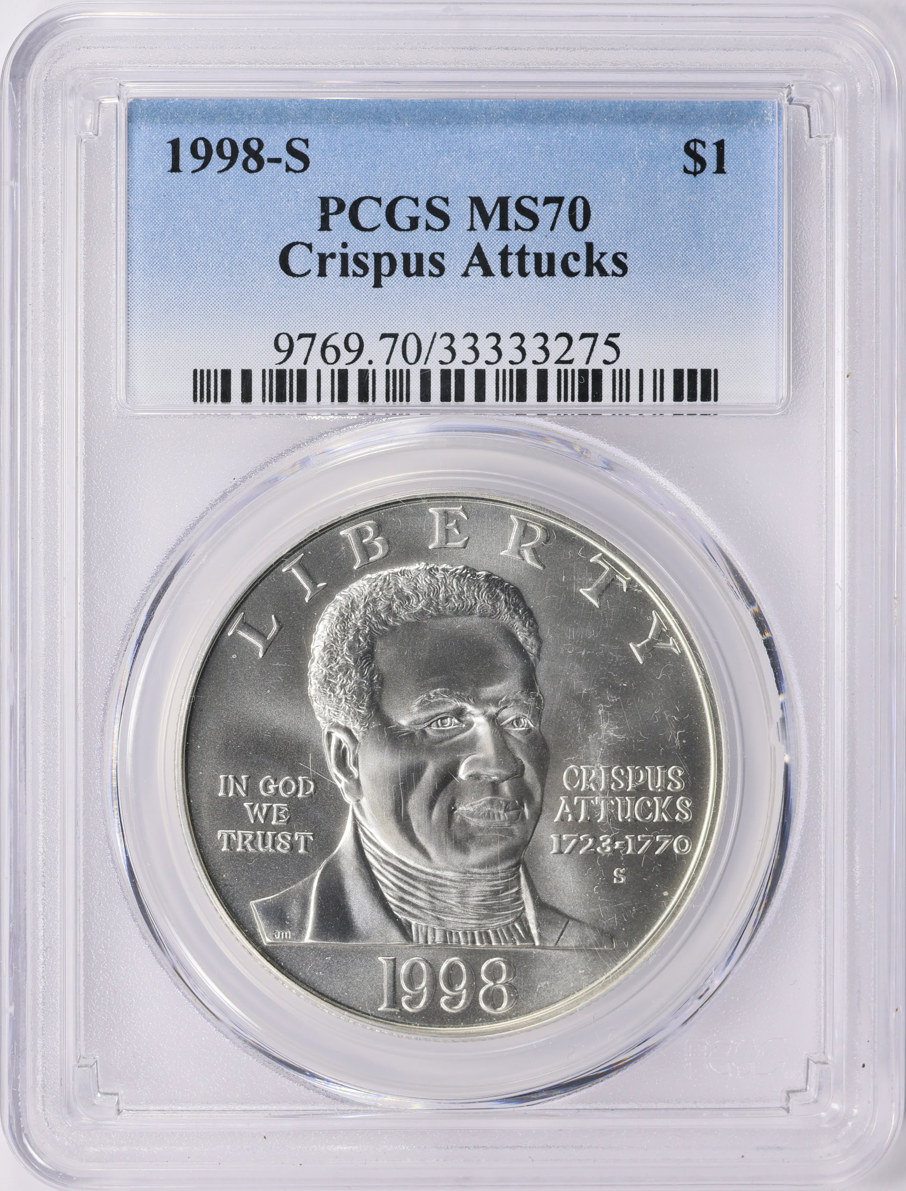 1998-S Black Revolutionary War Patriots Silver Dollar Crispus Attucks ...