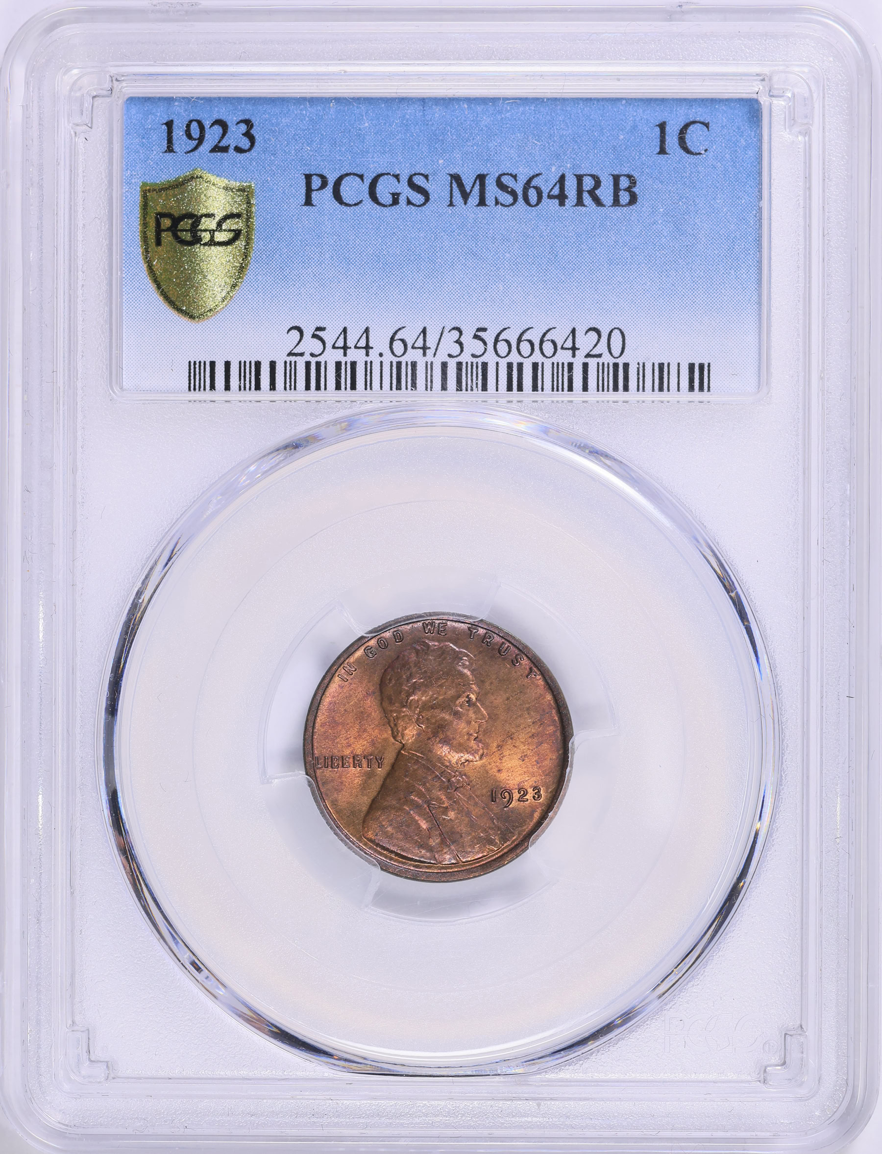 1923 Lincoln Cent PCGS MS-64 RB (Toned) (Item 1801499) | GreatCollections Coin Auctions