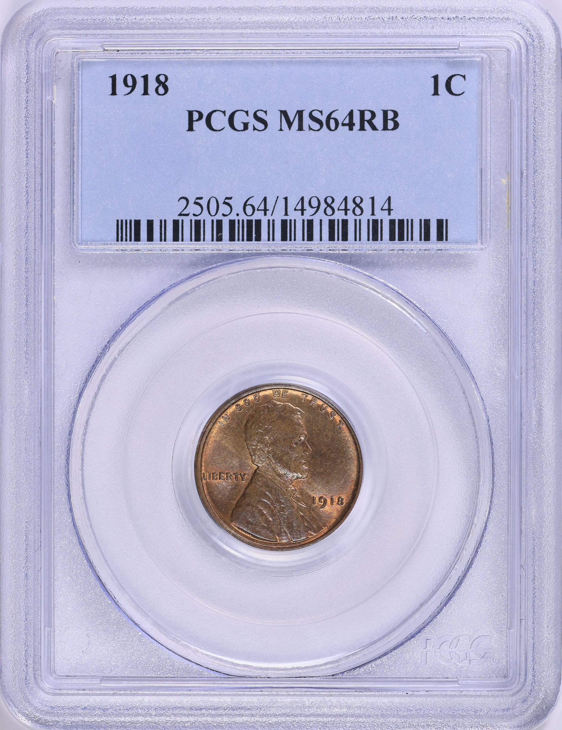 1918 Lincoln Cent PCGS MS-64 RB (Item 1801503) | GreatCollections Coin Auctions