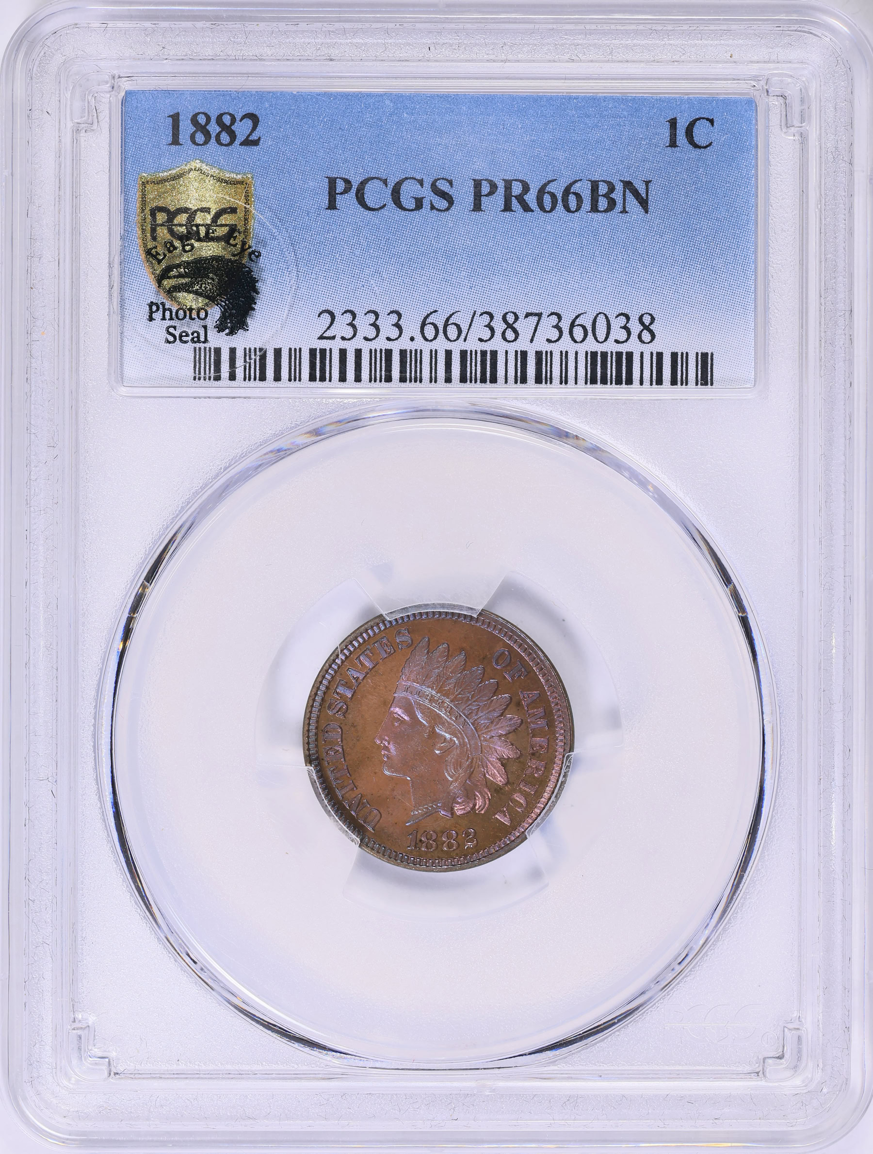 1882 Indian Cent PCGS Proof-66 BN (Toned) (Eagle Eye Seal) (Item 1801538) | GreatCollections ...