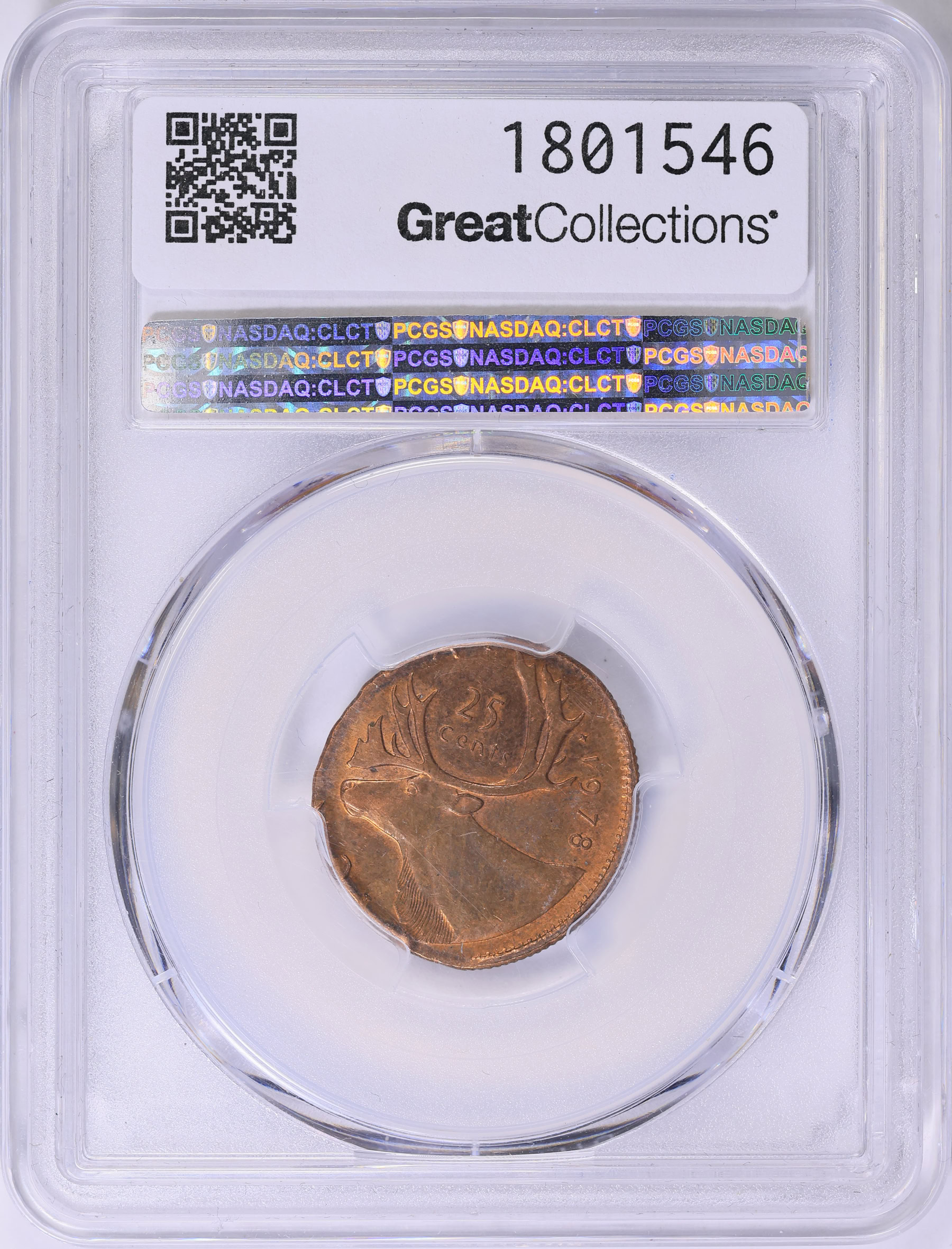 Canada Mint Error 1978 25 Cents Struck on One Cent Planchet PCGS MS-62 ...