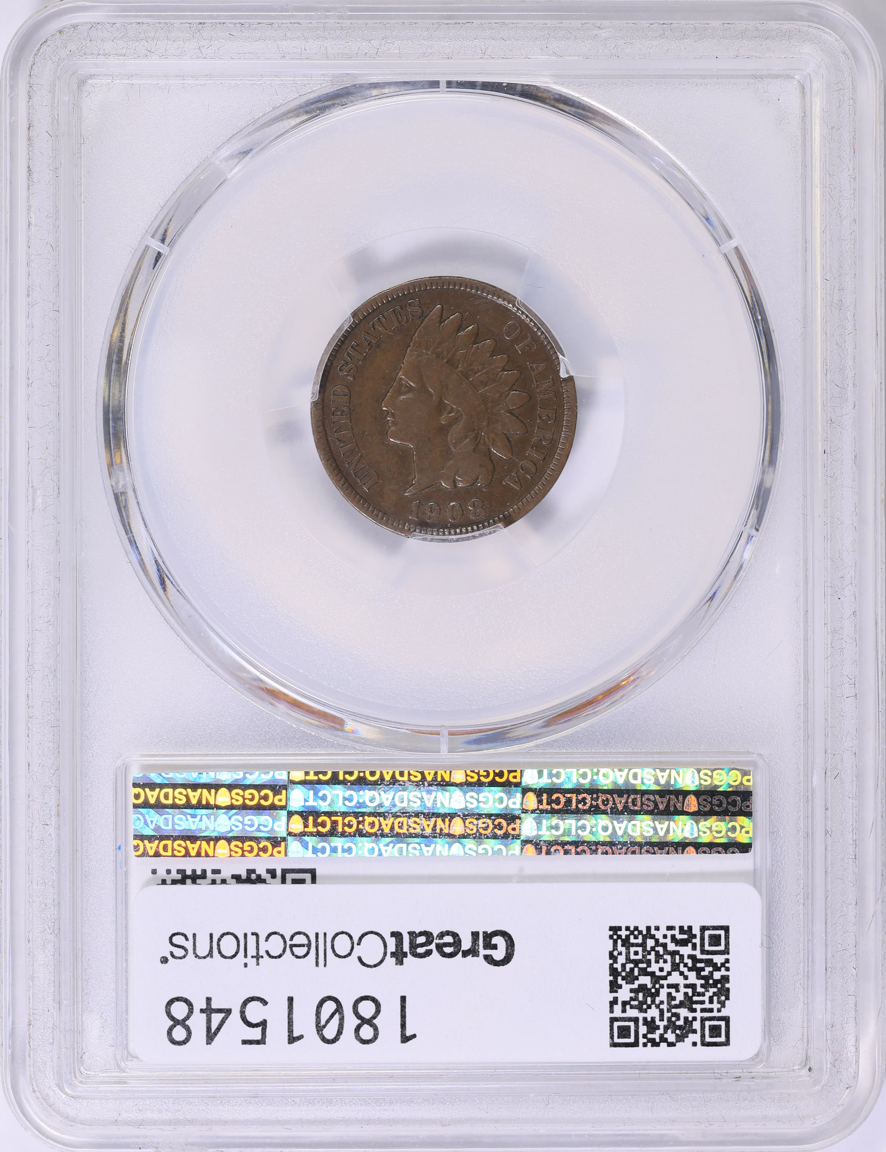 Mint Error 1908-S Indian Cent Reverse Planchet Lamination PCGS F-15 ...