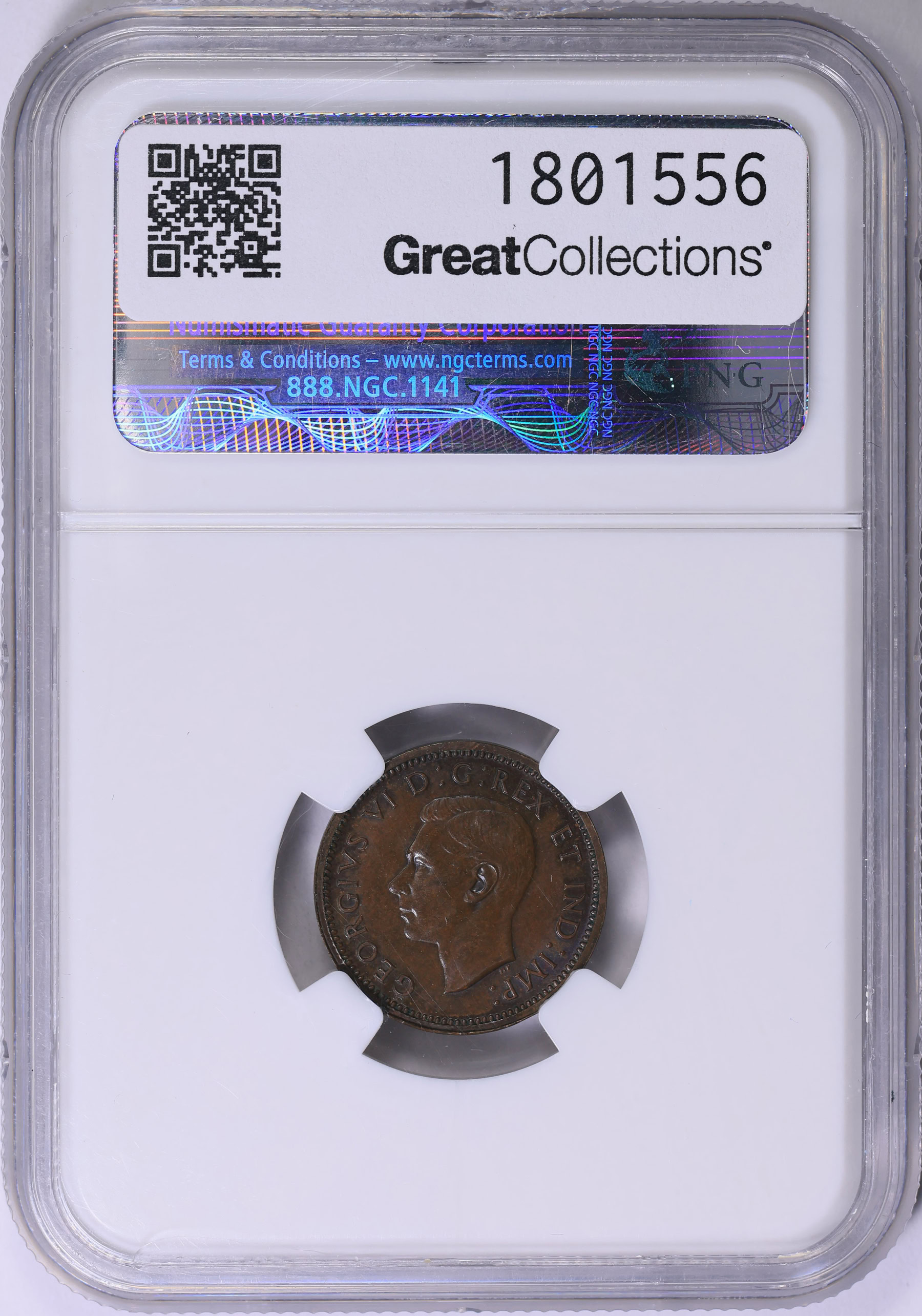 Canada Mint Error ND Cent George VI Mirror Brockage on Reverse NGC MS-65 BN | NGC Cert #2494536 ...