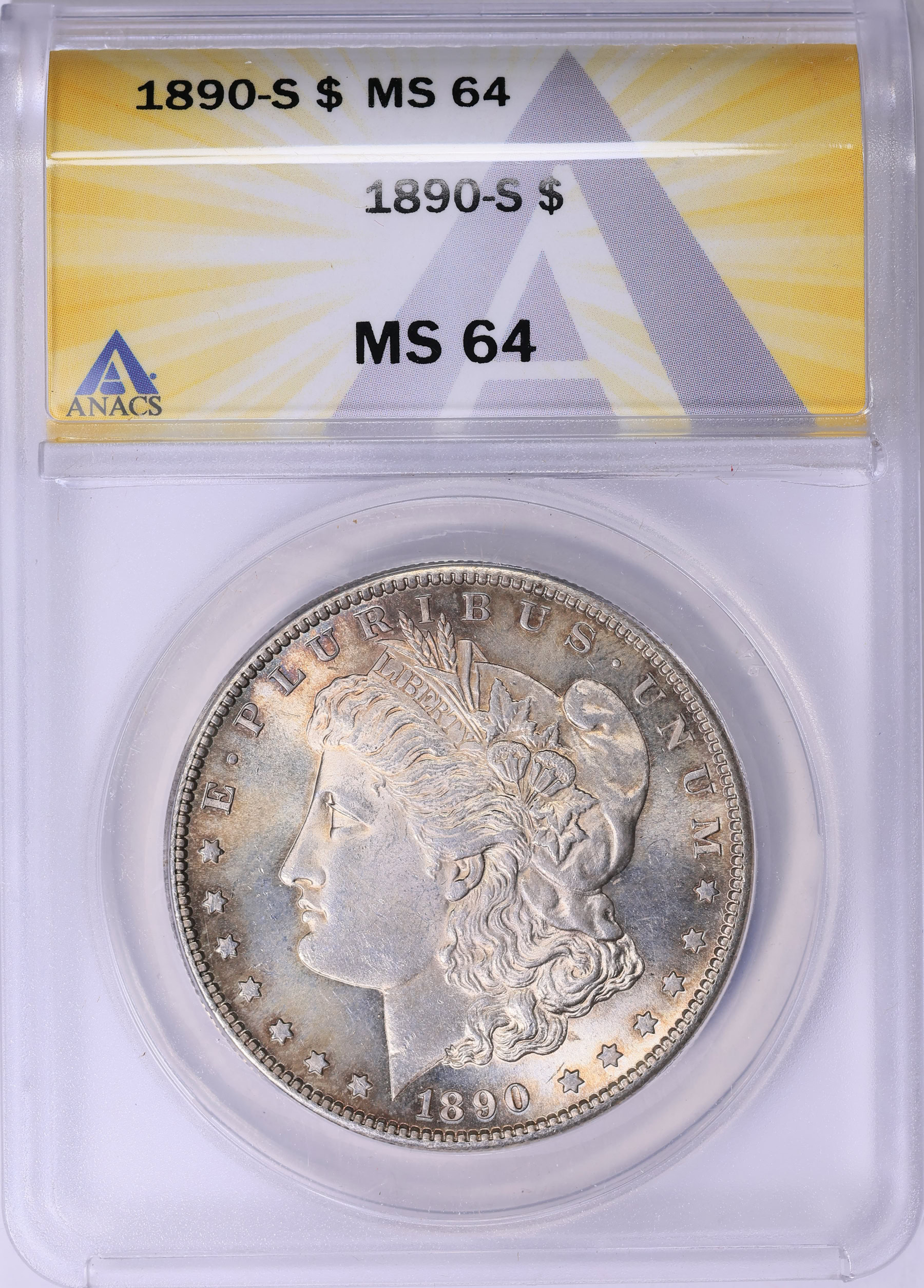1890-S Morgan Silver Dollar ANACS MS-64 (Toned) (Item 1801590) | GreatCollections Coin Auctions