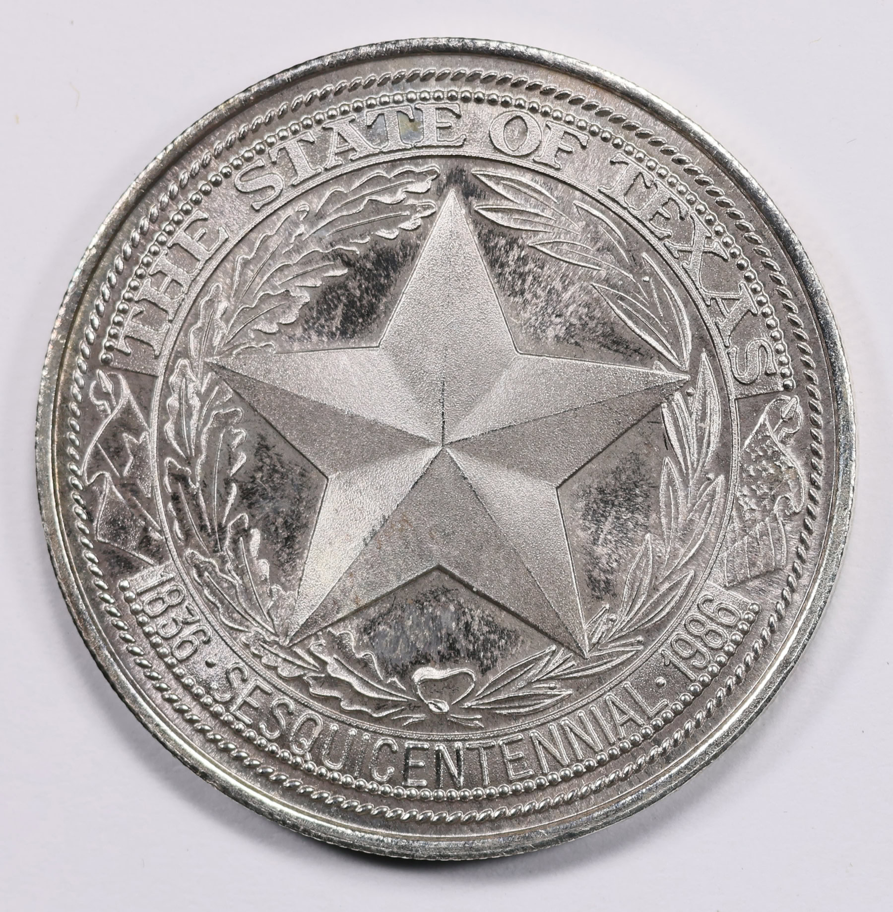 1986 Silver 1oz State of Texas Sesquicentennial Private Mint Round ...