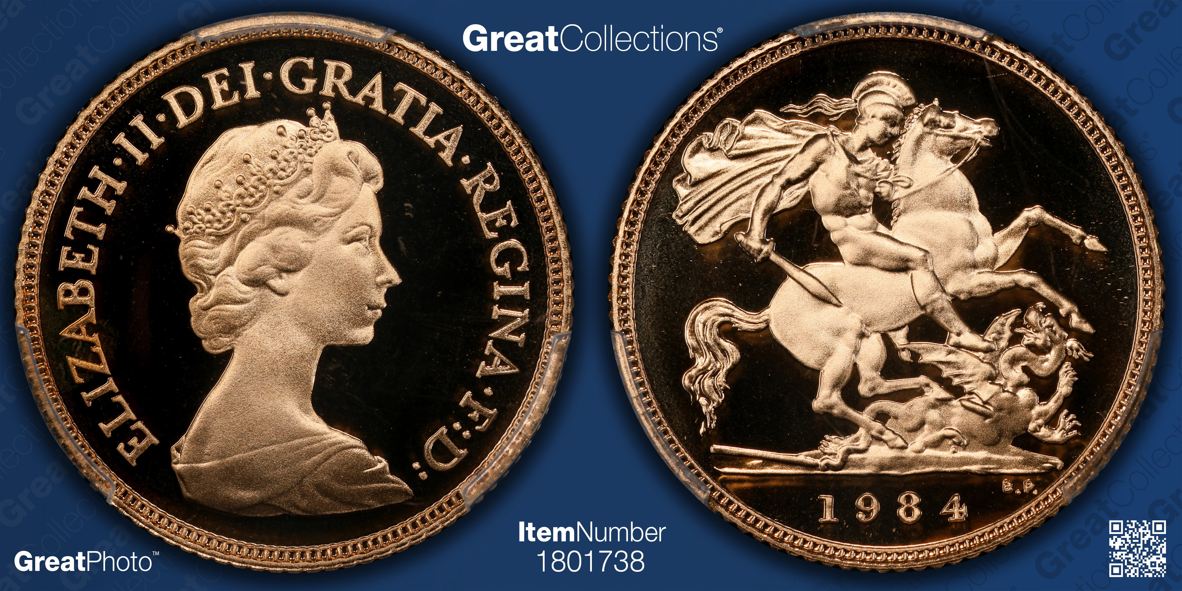 Great Britain 1984 Gold 1/2 Sovereign St. George KM-922 PCGS Proof-69 ...