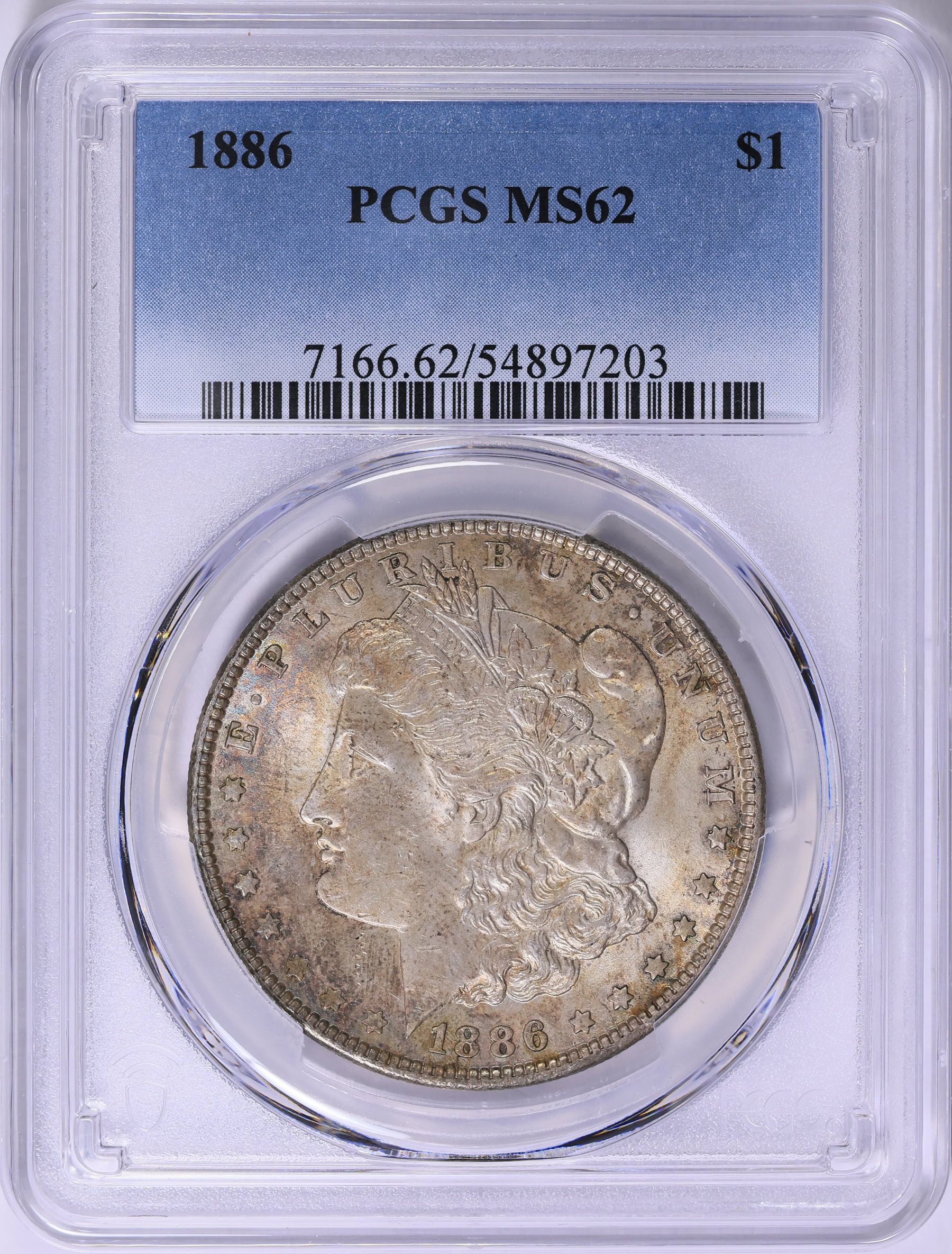 1886 Morgan Silver Dollar PCGS MS-62 (Toned) (Item 1801769) | GreatCollections Coin Auctions