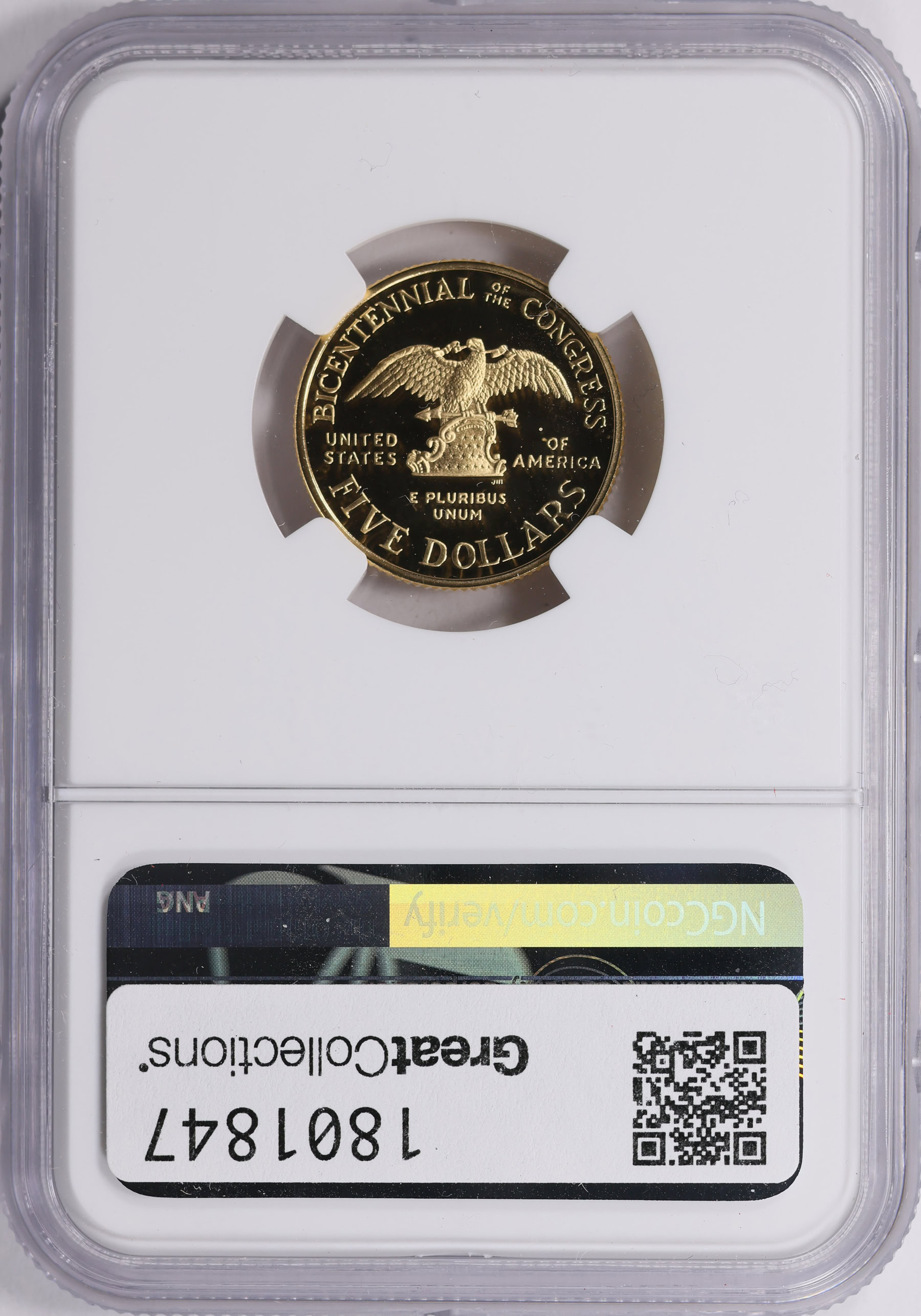 1989-W Congress Bicentennial Gold $5 NGC Proof-70 UC (Item 1801847 ...