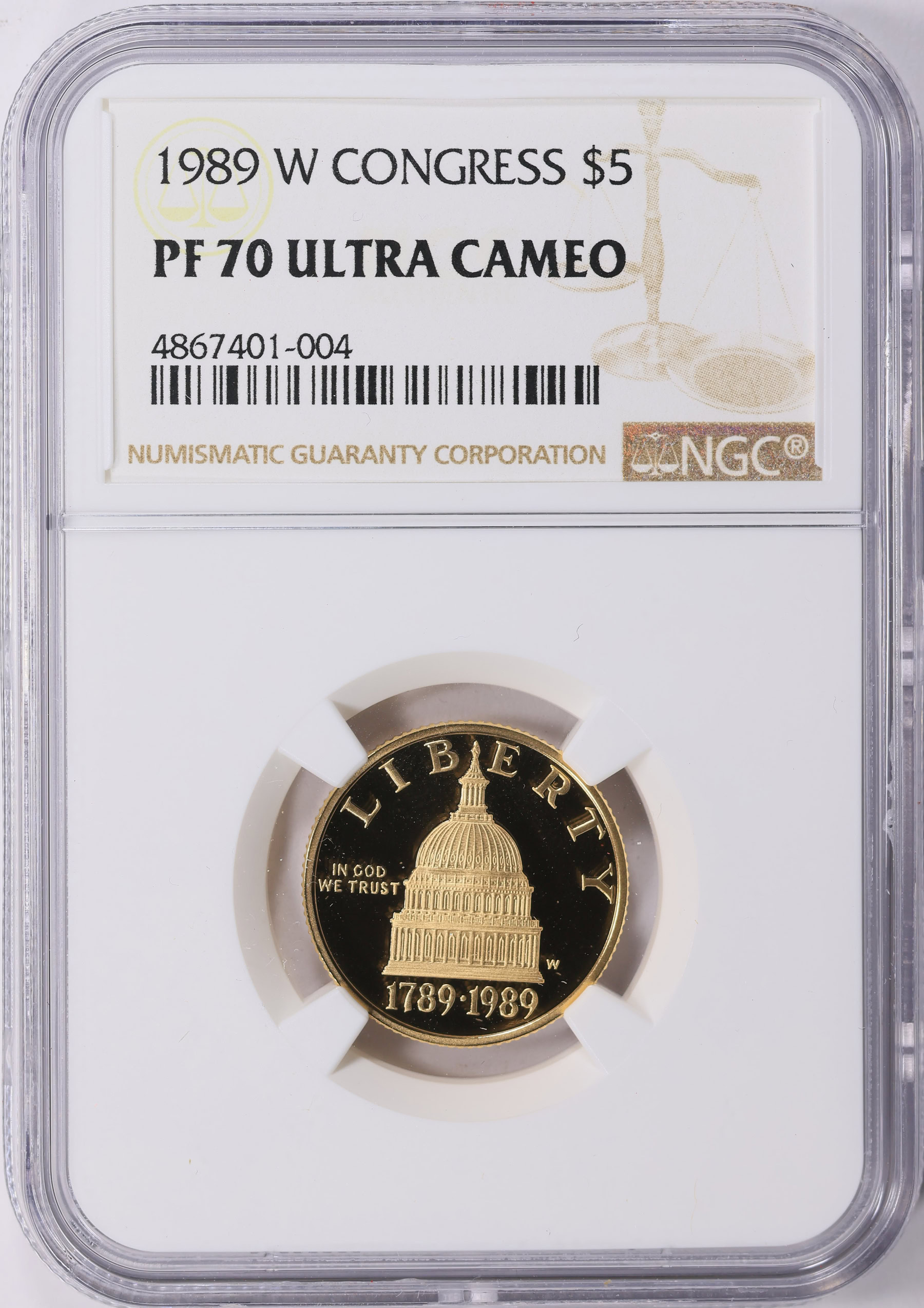 1989-W Congress Bicentennial Gold $5 NGC Proof-70 UC (Item 1801849 ...