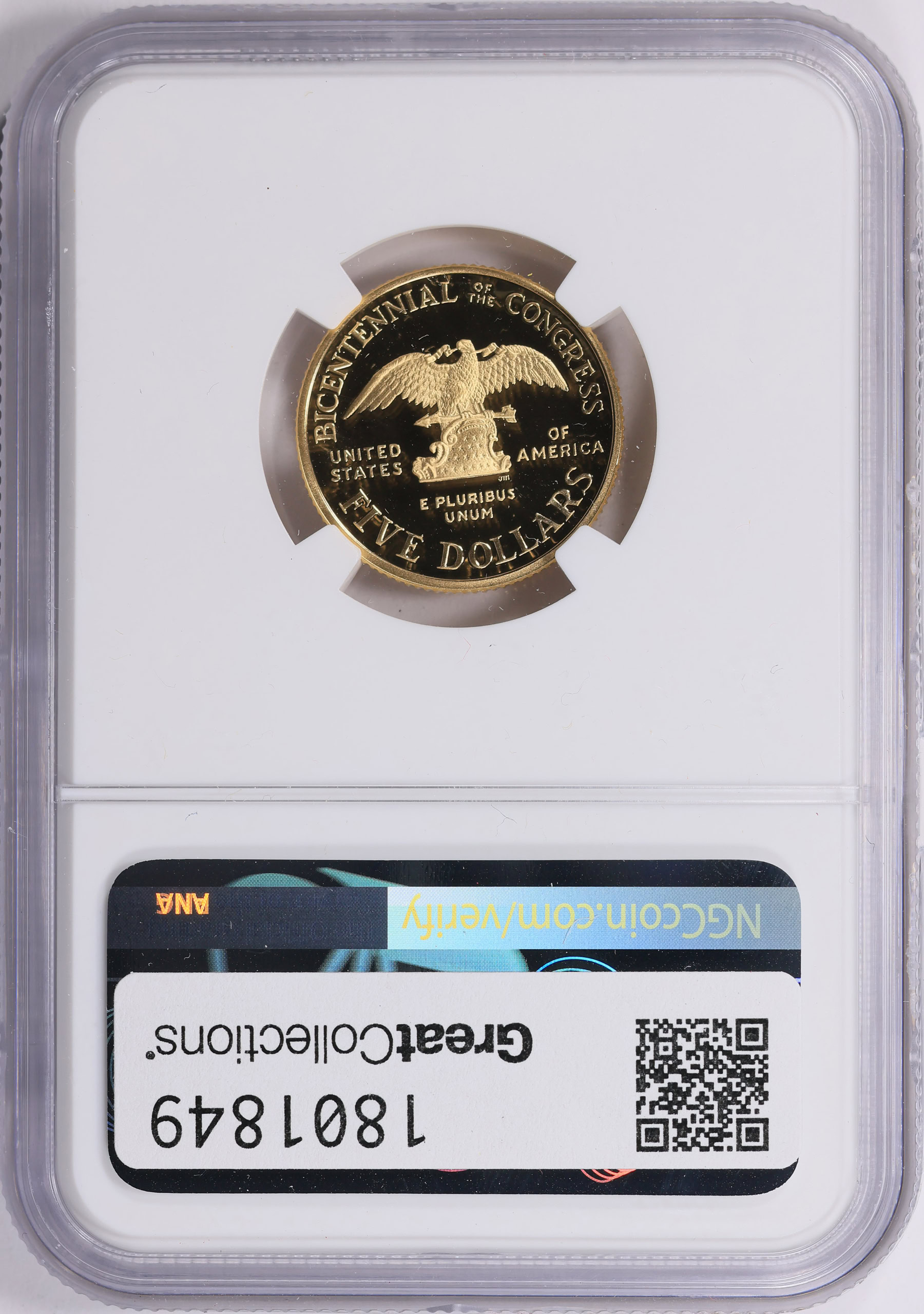 1989-W Congress Bicentennial Gold $5 NGC Proof-70 UC (Item 1801849 ...
