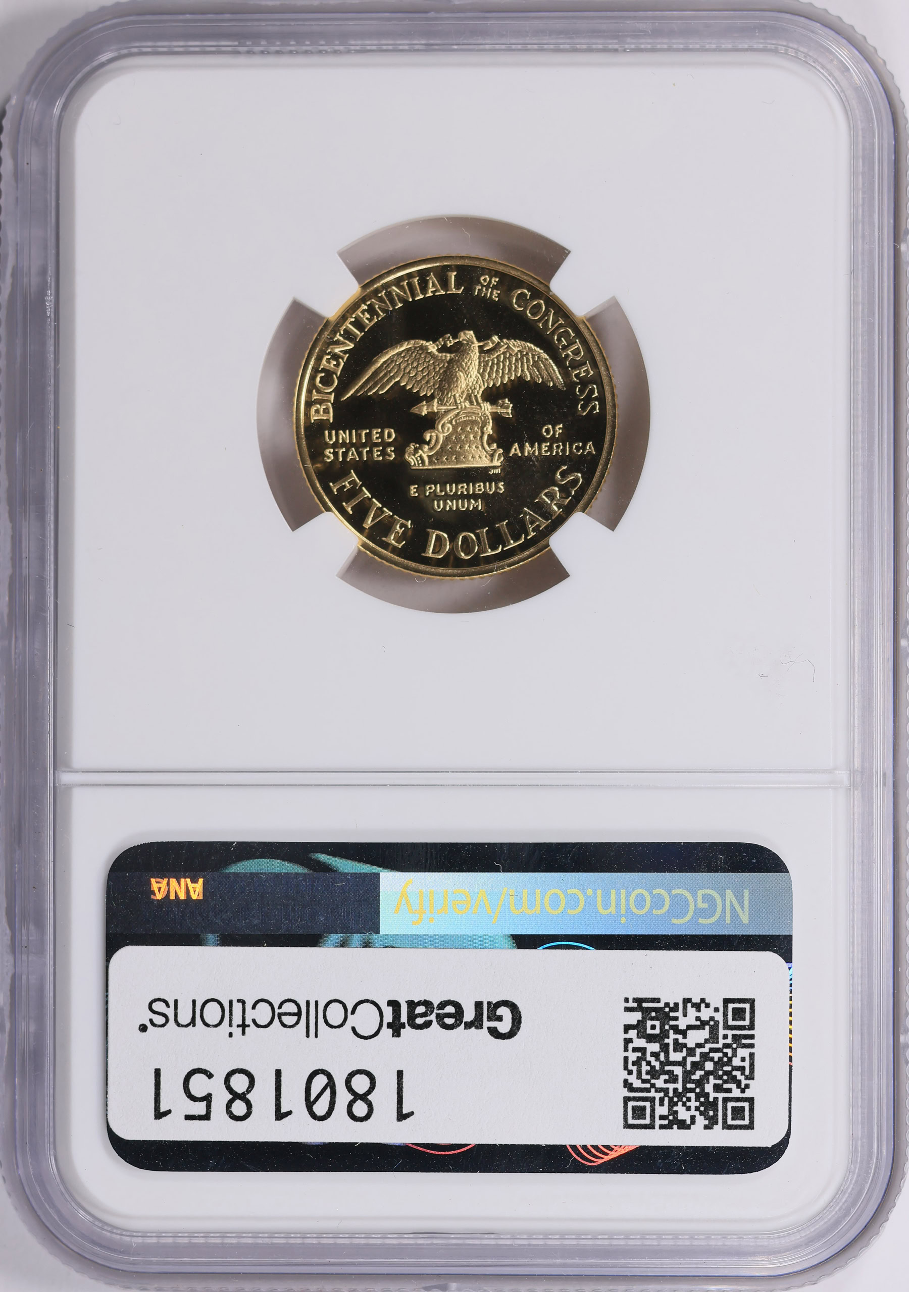 1989-W Congress Bicentennial Gold $5 NGC Proof-70 UC (Item 1801851 ...