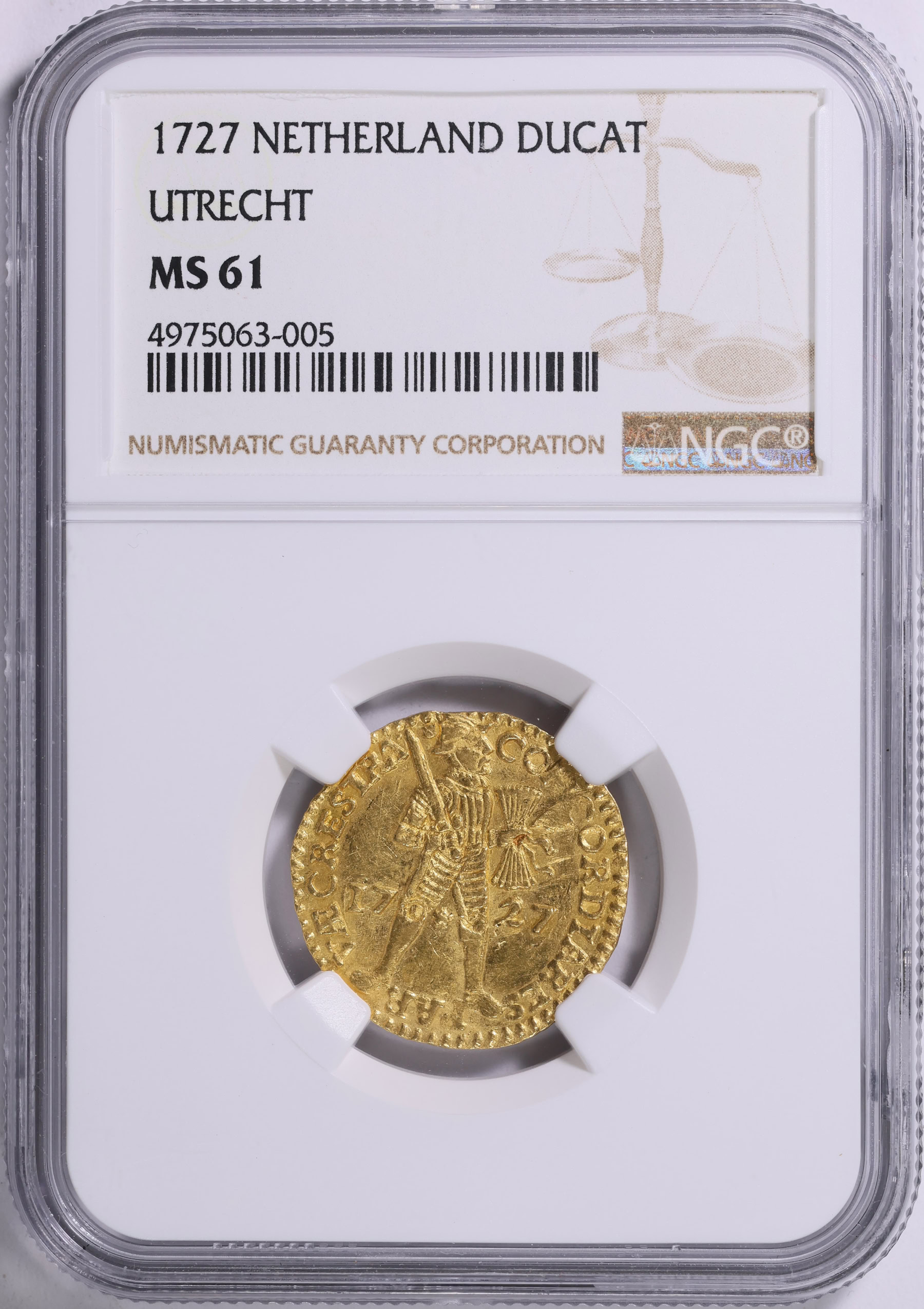 Netherlands - Utrecht 1727 Gold Ducat KM-7.4 NGC MS-61 (AGW = 0.1113 oz.) (Item 1801954 ...