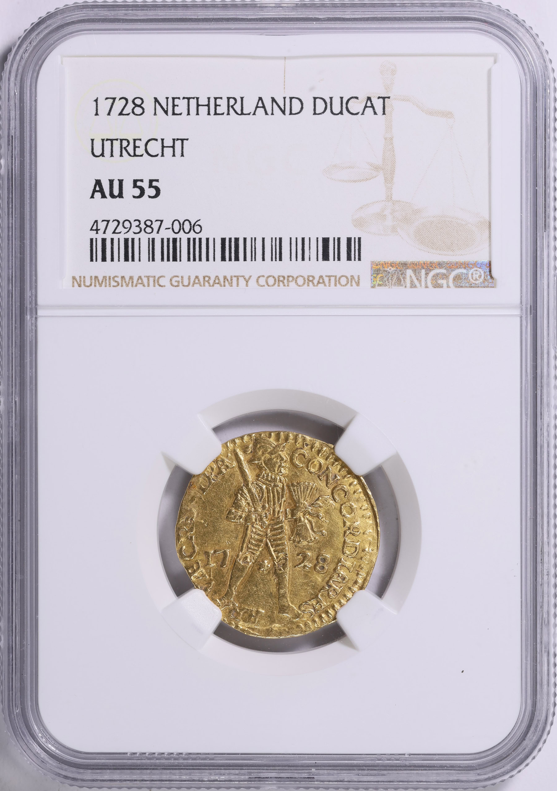 Netherlands - Utrecht 1728 Gold Ducat KM-7.4 NGC AU-55 (AGW = 0.1113 oz.) (Item 1801955 ...