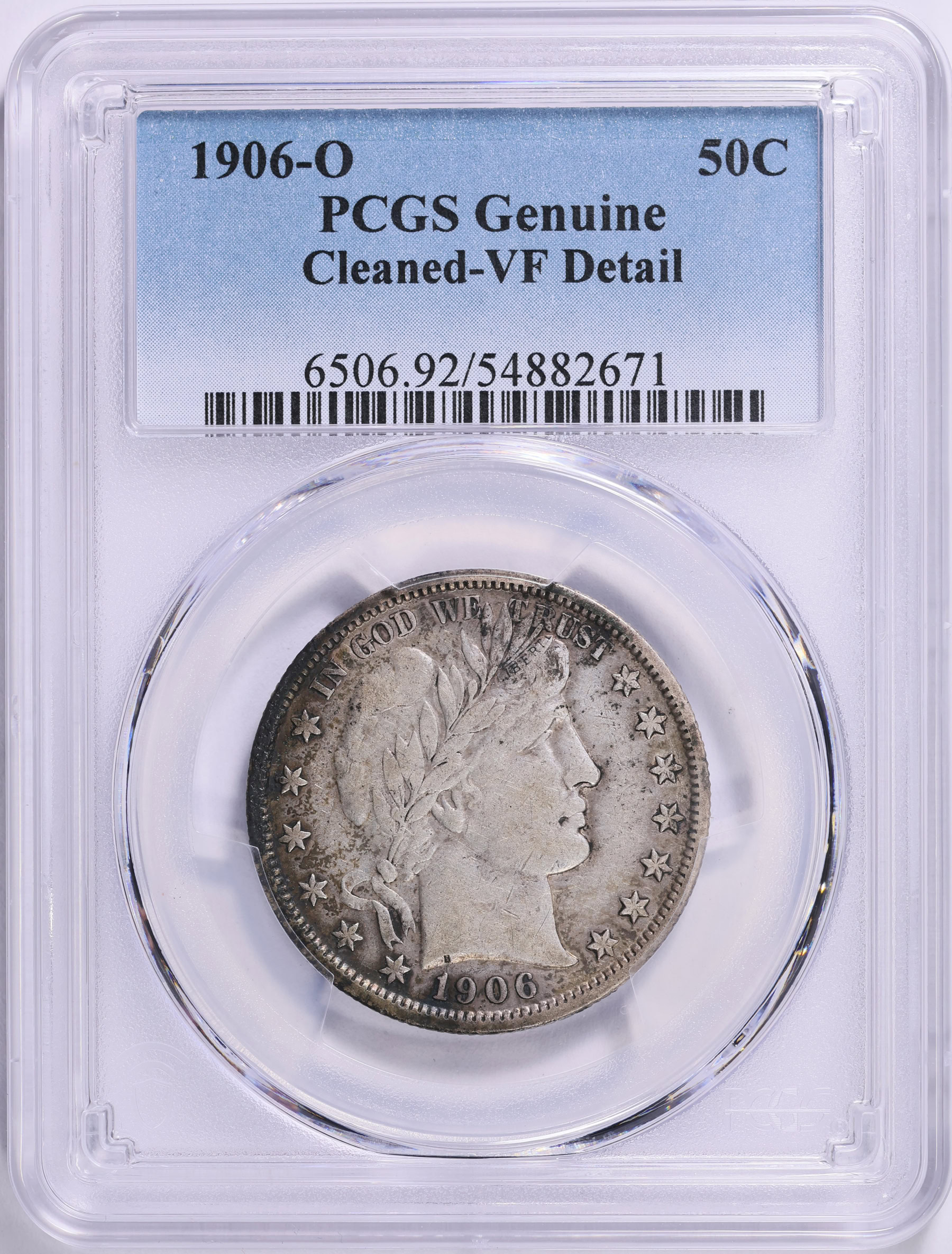 1906-O Barber Half Dollar PCGS Genuine VF Details (Item 1801962) | GreatCollections Coin Auctions