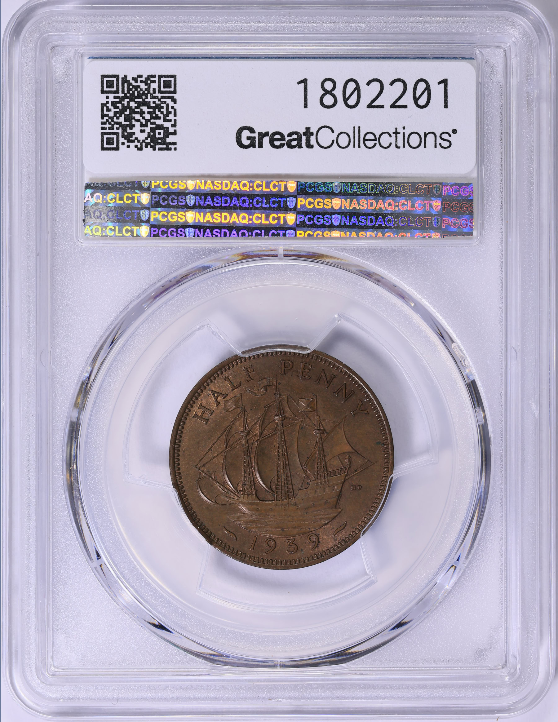 Great Britain 1939 1/2 Penny KM-844 PCGS MS-62 BN (Item 1802201 ...