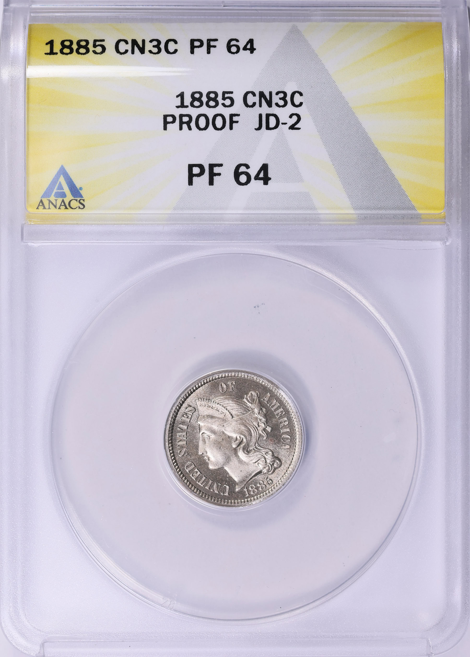 1885 Nickel Three-Cent Piece JD-2 ANACS Proof-64 (Item 1802229 ...