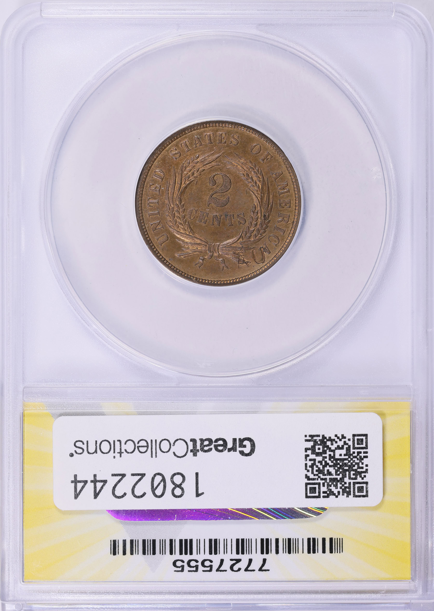 1865 Two-Cent Piece Countermark AU ANACS Proof-60 Details (Item 1802244 ...