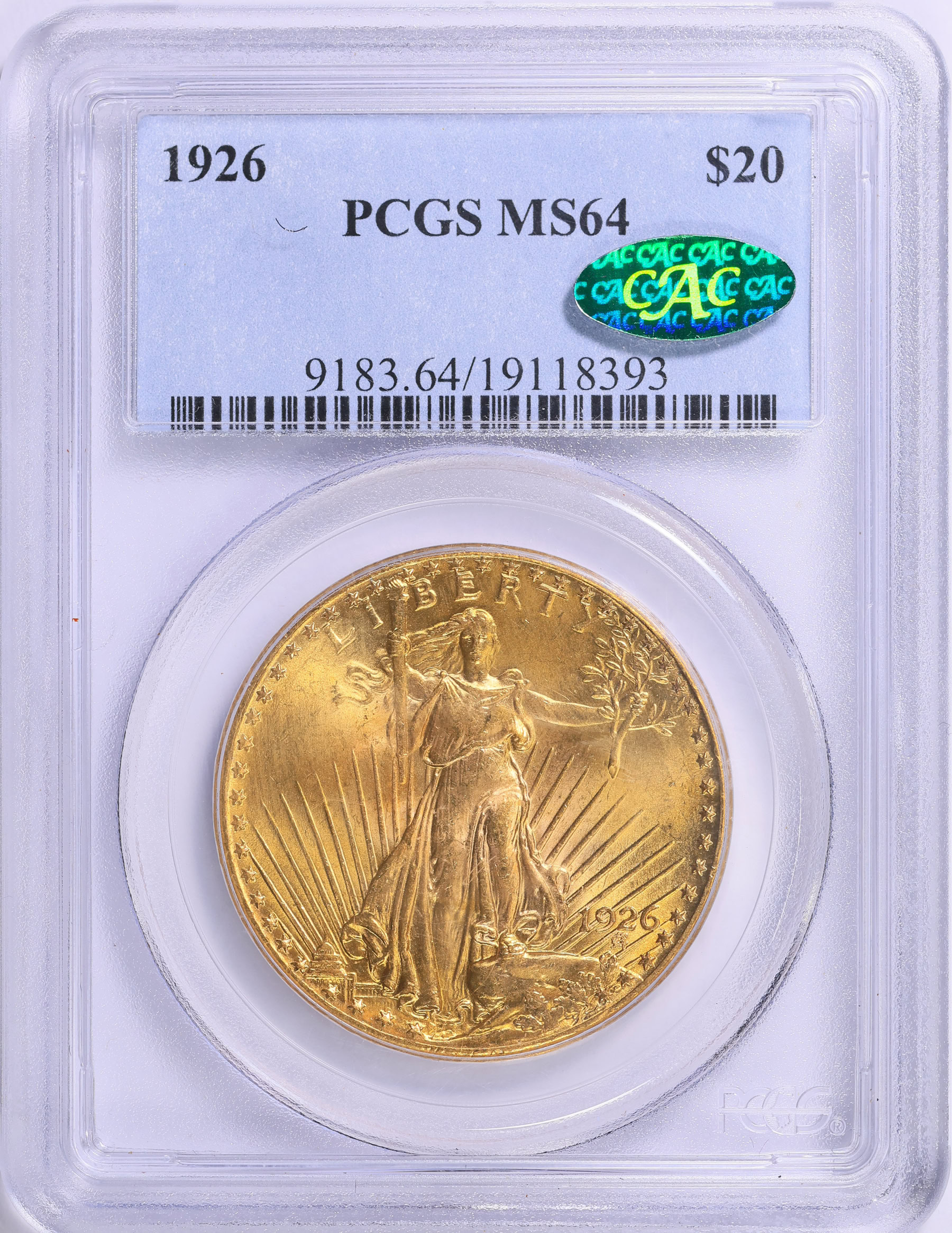 1926 Saint-Gaudens Gold Double Eagle PCGS MS-64 (CAC Green) (Item 1802267) | GreatCollections ...