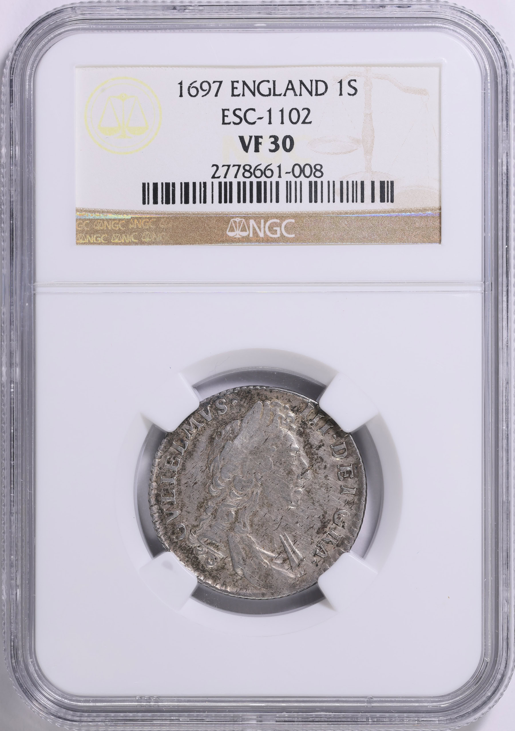 Great Britain 1697 Silver Shilling 3rd Bust KM-497.1 NGC VF-30 (Item ...
