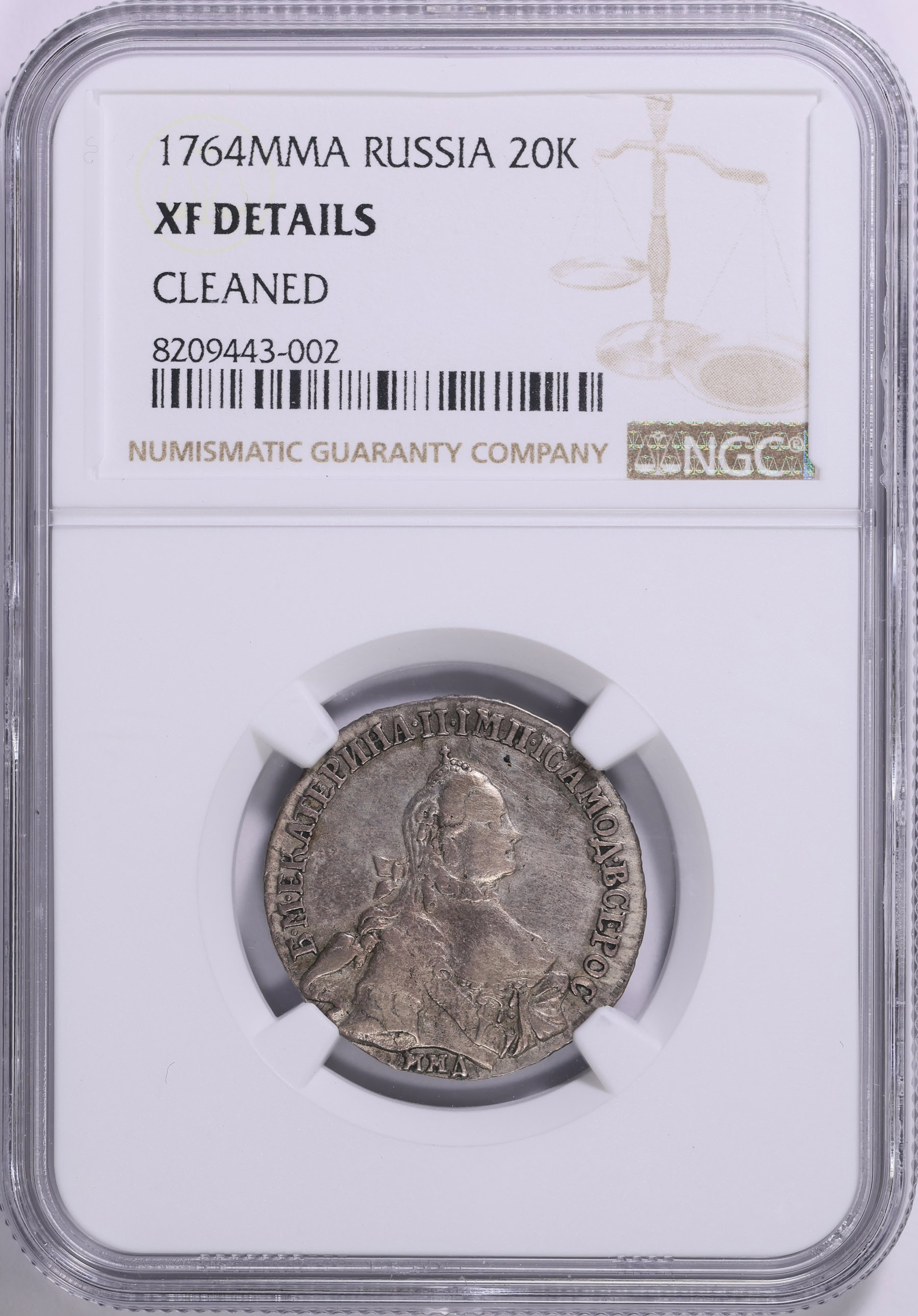 Russia 1764-MMA Silver 20 Kopeks C-63.1 NGC XF Details (Item 1802470 ...