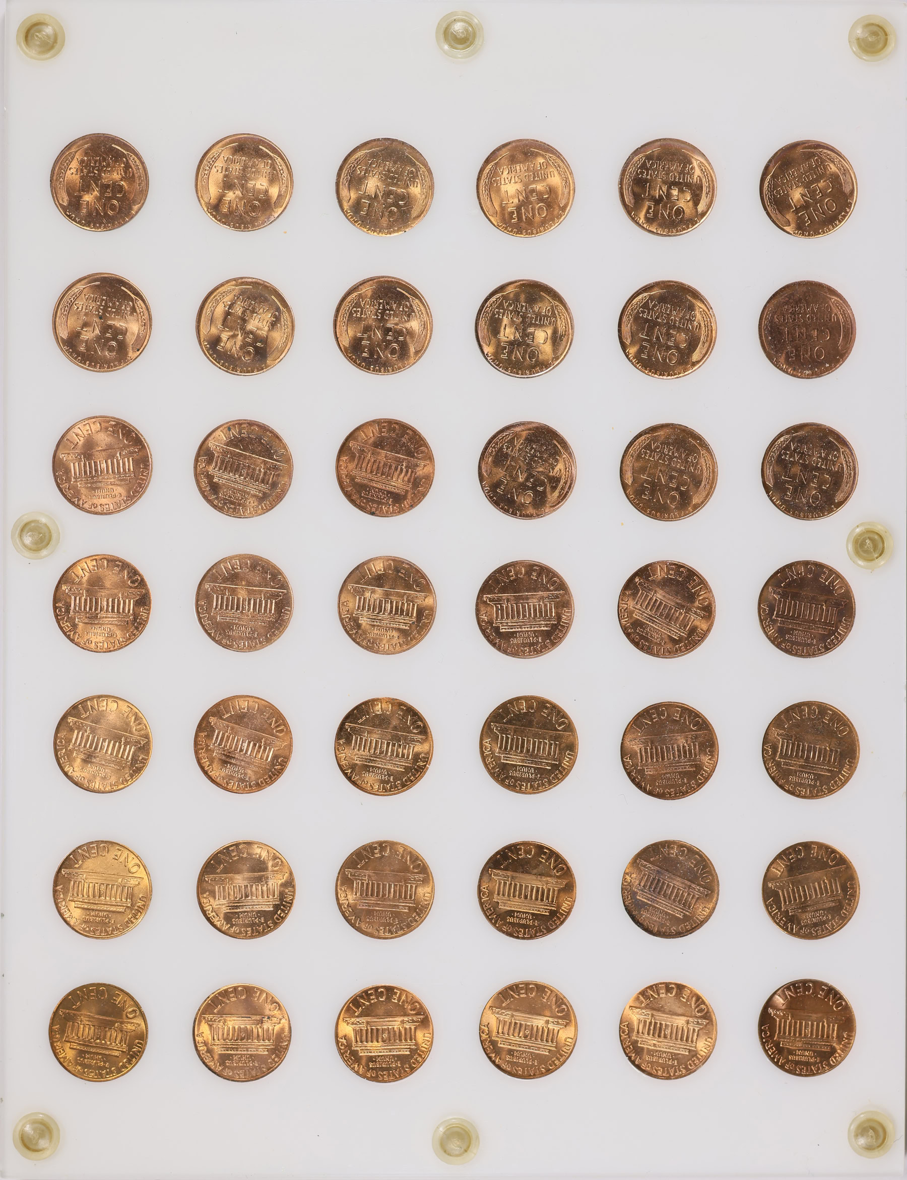 1939-77 Lincoln Cent BU Collection Uncertified in Plastic Display ...