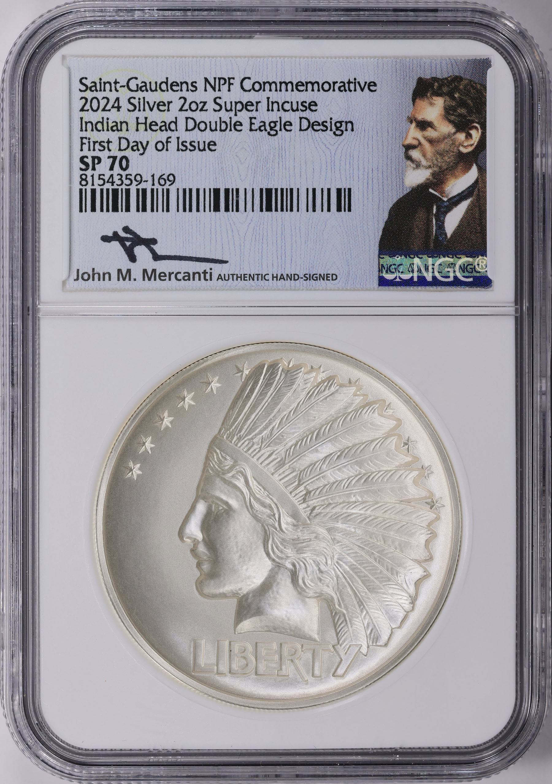 2024 Silver 2oz Saint-Gaudens Indian Double Eagle Super Incuse National ...