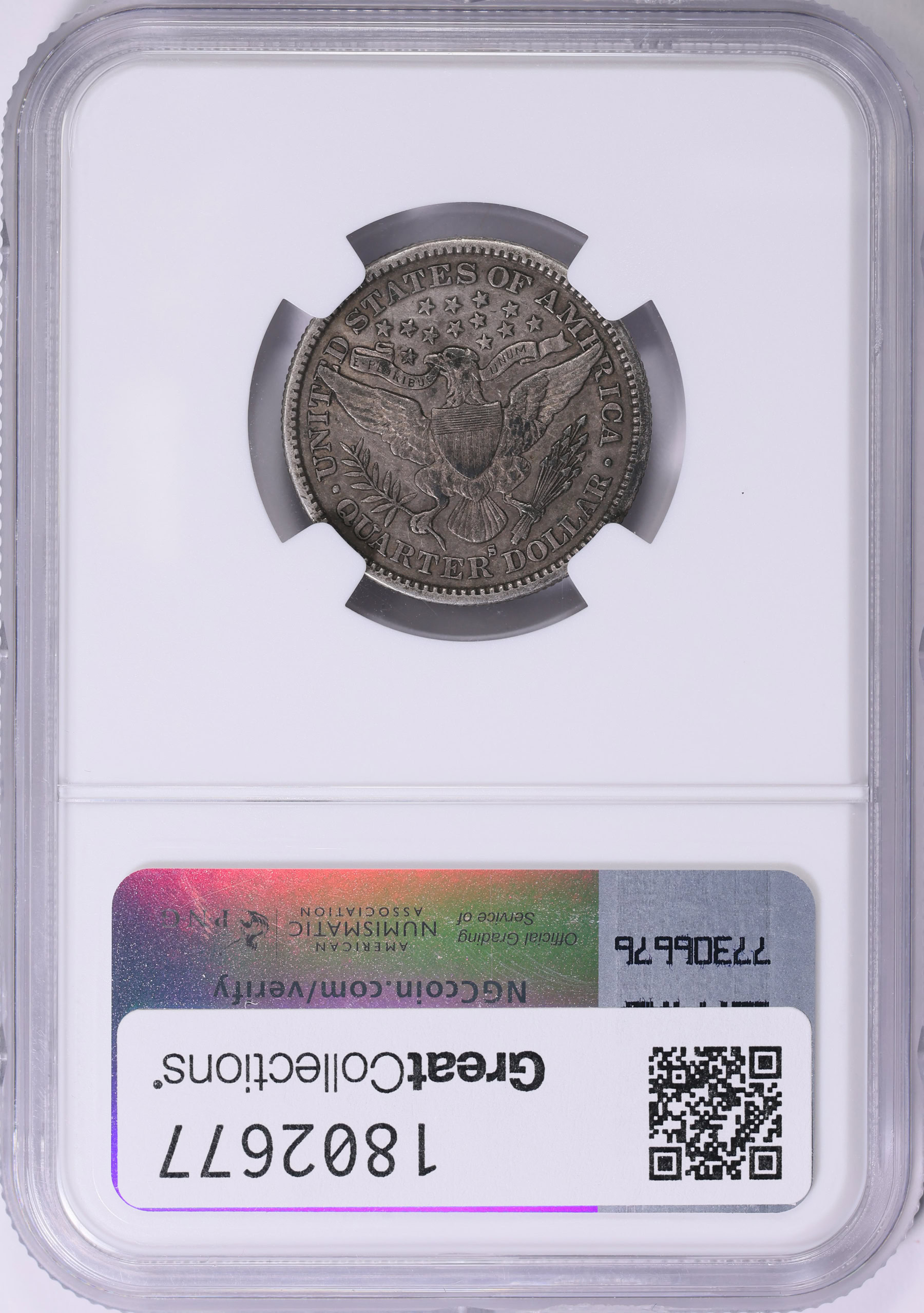 1896-S Barber Quarter NGC XF-45 (Item 1802677) | GreatCollections Coin Auctions