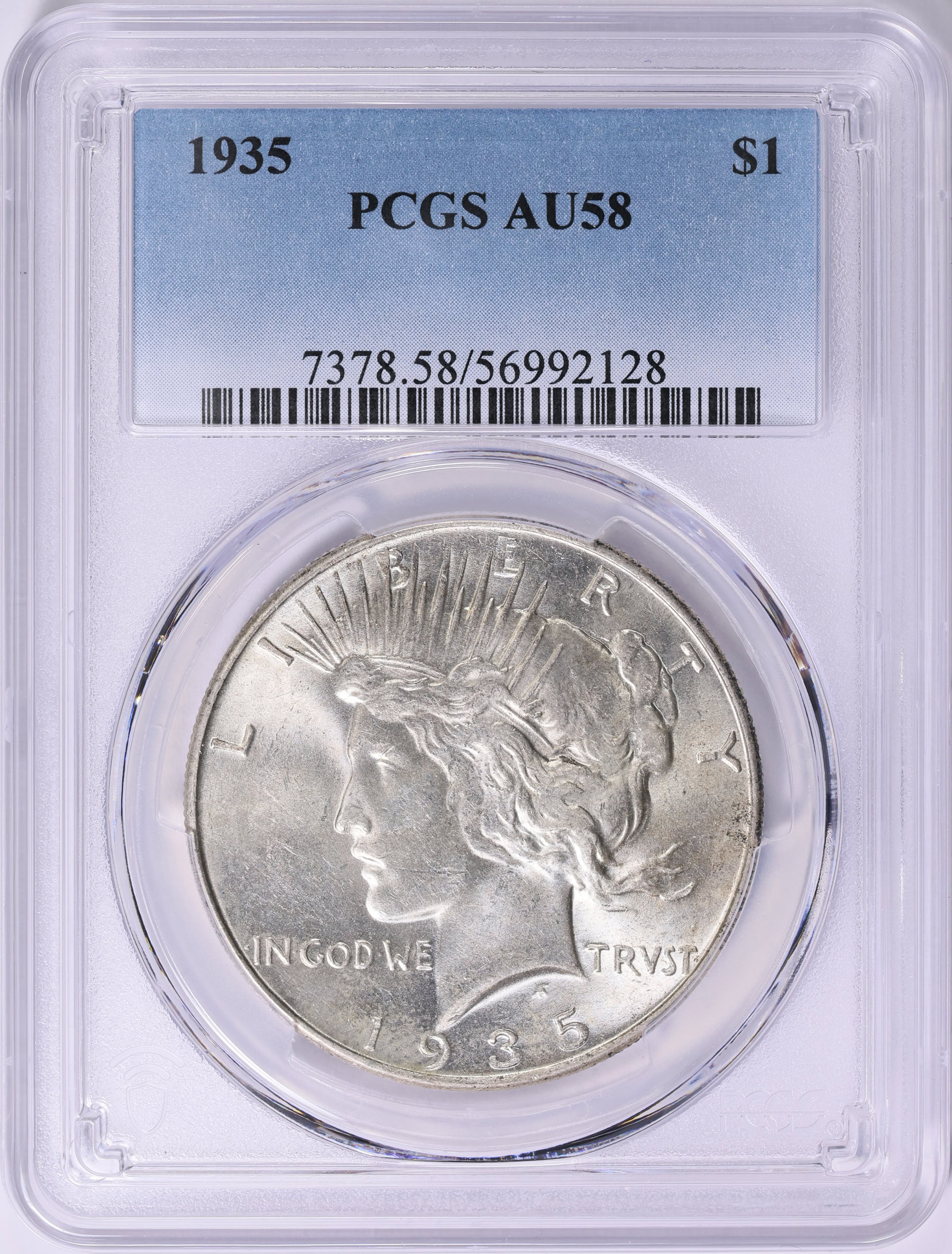 1935 Peace Silver Dollar PCGS AU-58 (Item 1802829) | GreatCollections Coin Auctions