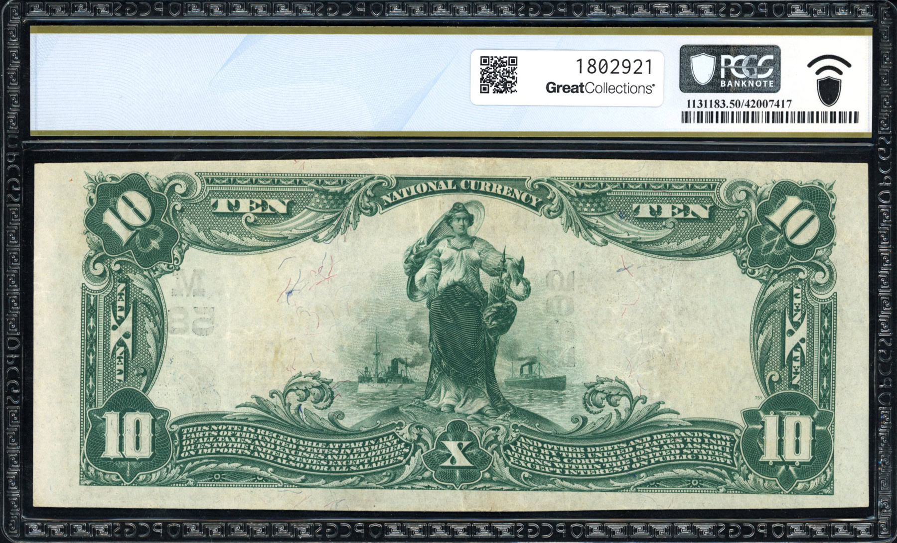 Fr. 633 Northfield, Minnesota 1902 $10 Plain Back Note Northfield ...