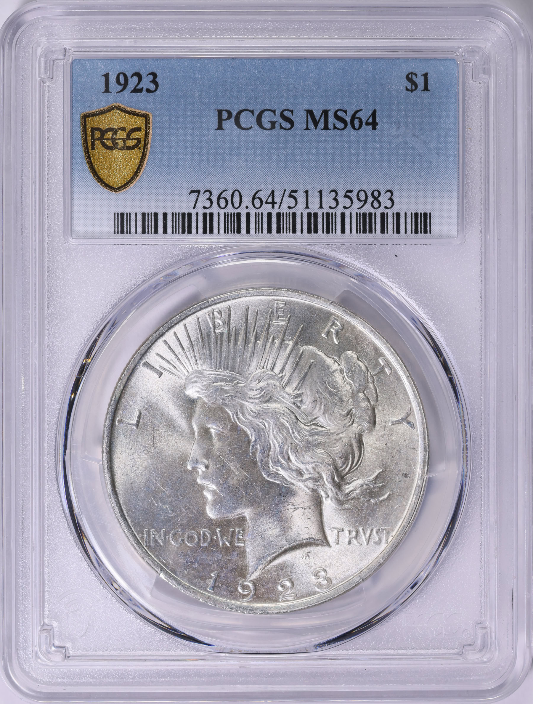 1923 Peace Silver Dollar PCGS MS-64 (Item 1803167) | GreatCollections Coin Auctions