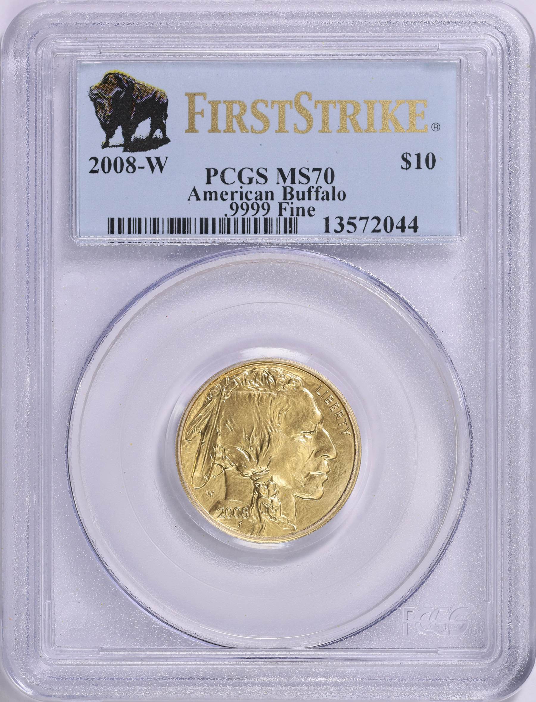 2008-W $10 Quarter-Ounce Gold American Buffalo Burnished First Strike ...