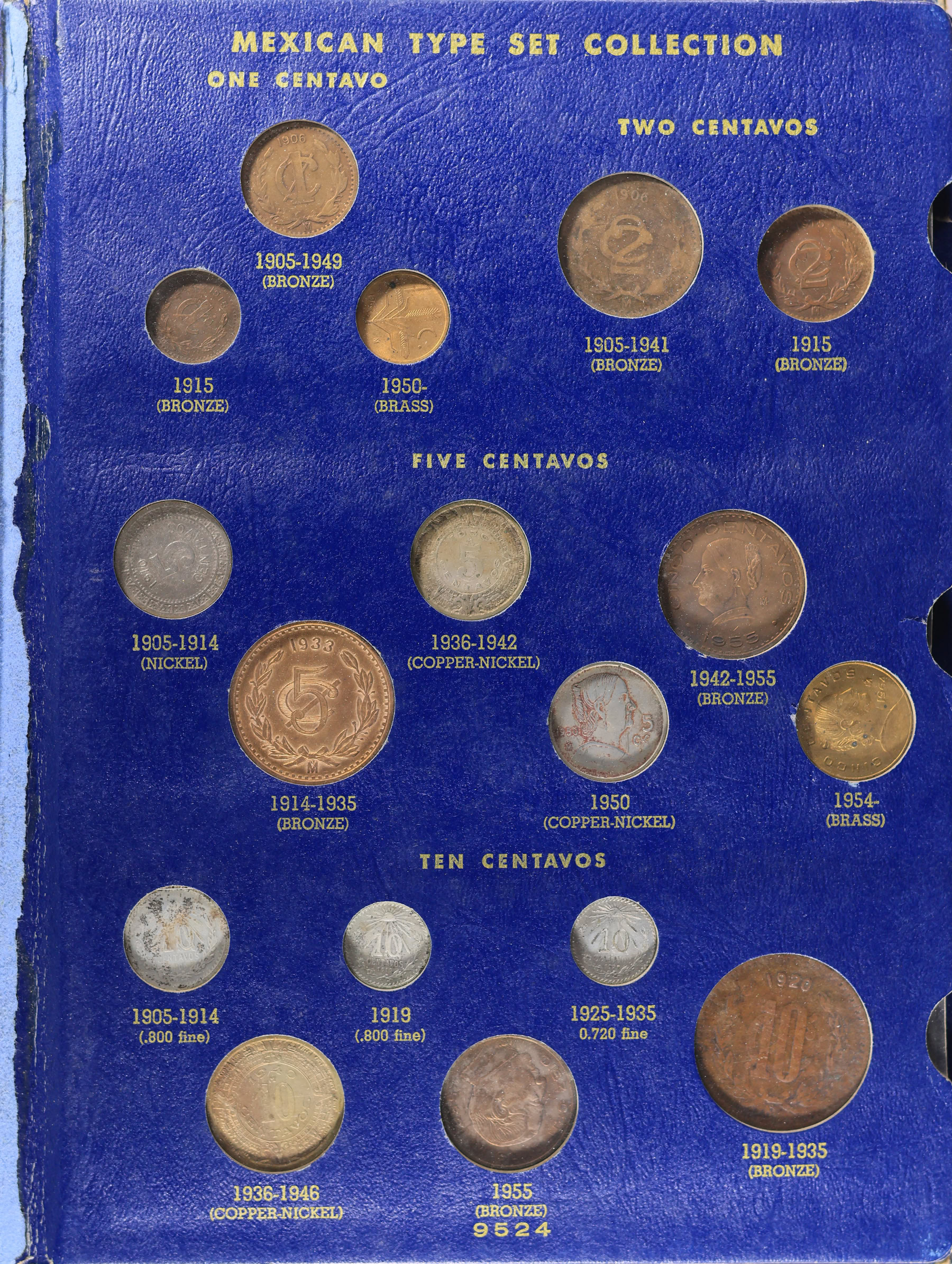 Mexico 20th Century Coin Type Set Collection Uncertified in Whitman ...