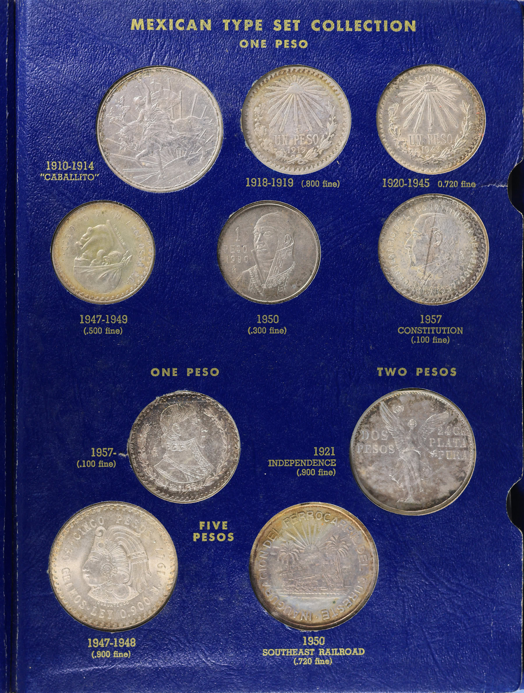 Mexico 20th Century Coin Type Set Collection Uncertified in Whitman ...