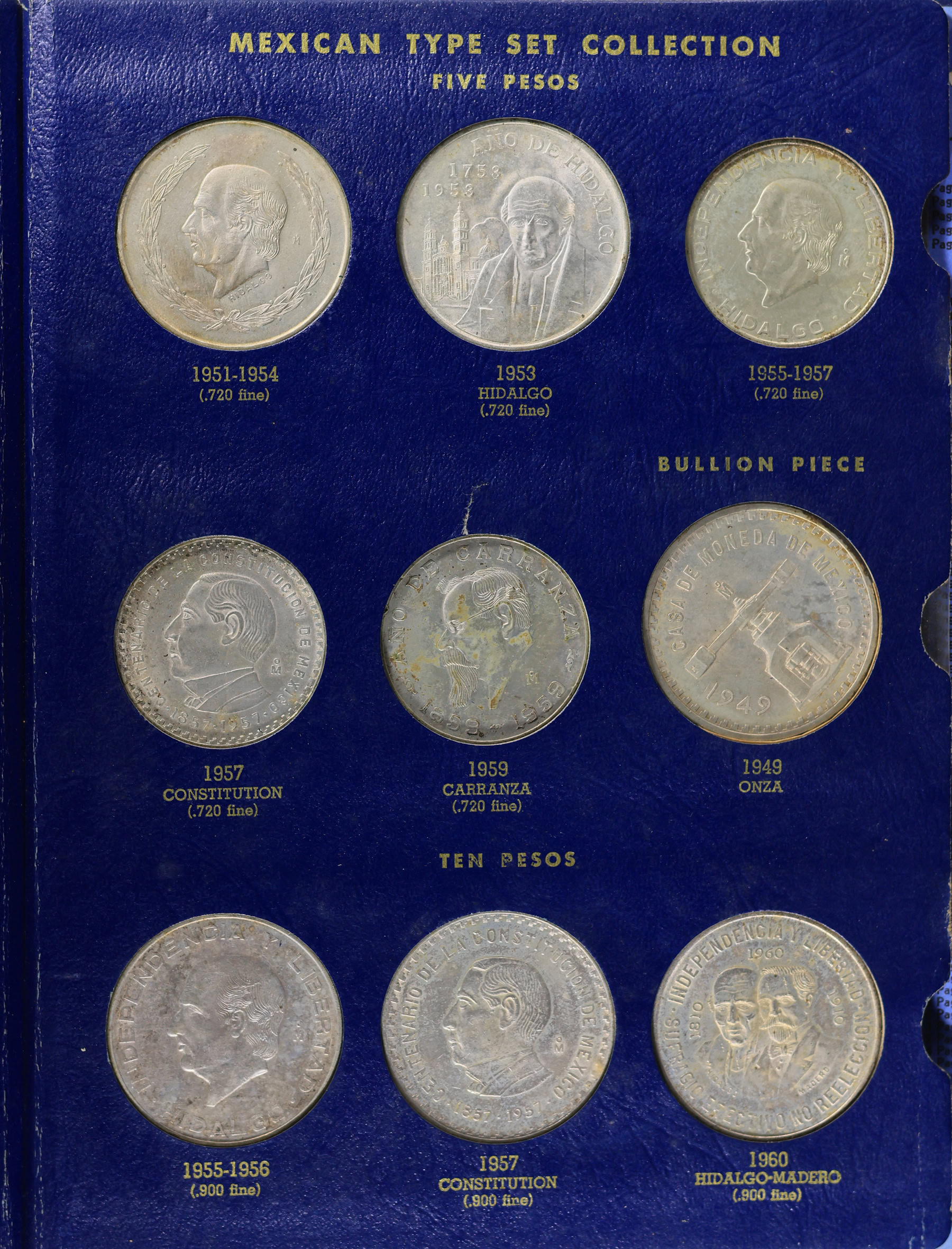 Mexico 20th Century Coin Type Set Collection Uncertified in Whitman ...