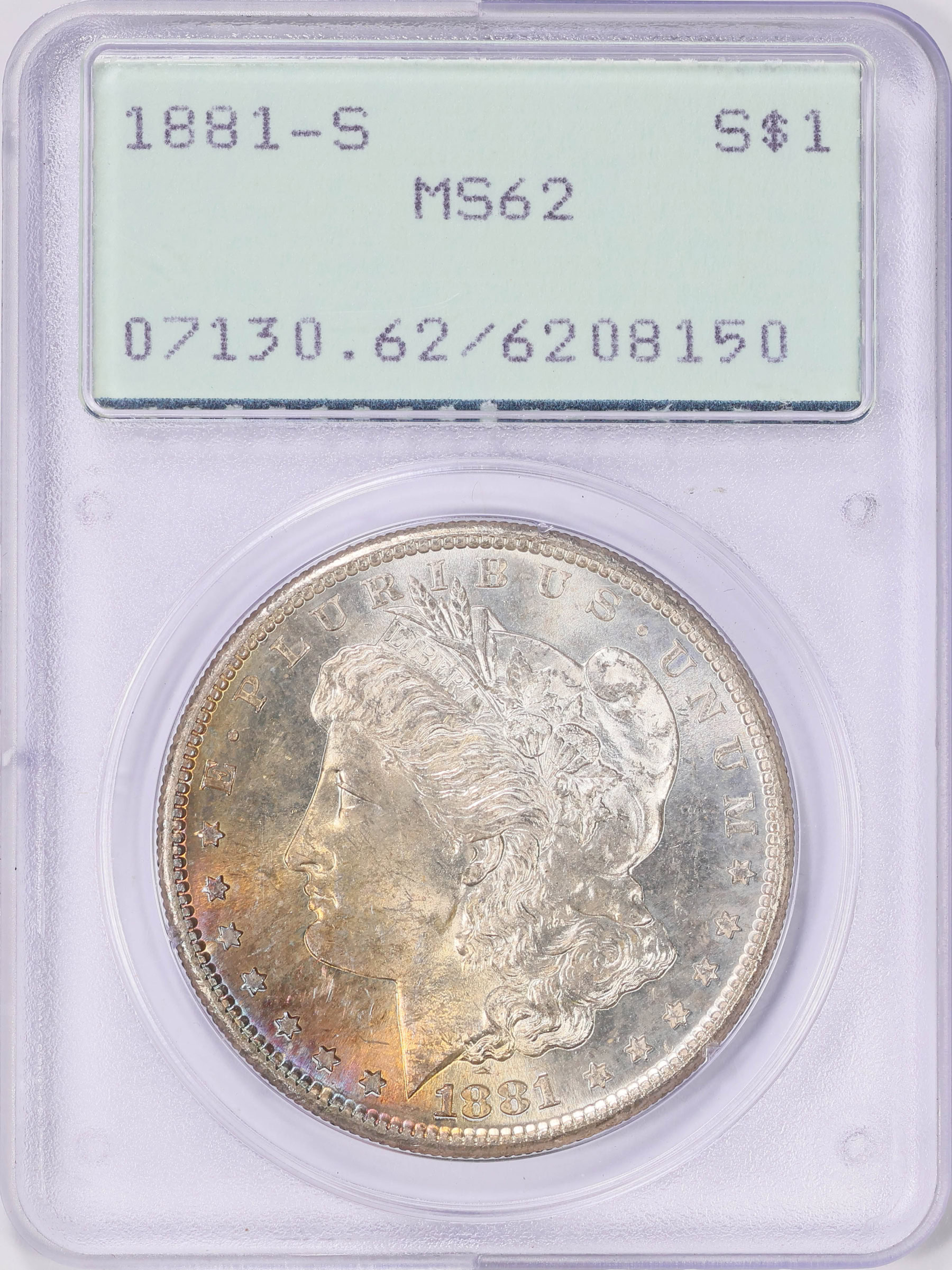1881-S Morgan Silver Dollar PCGS MS-62 OGH (1st Gen) (Toned) (Item 1803427) | GreatCollections ...